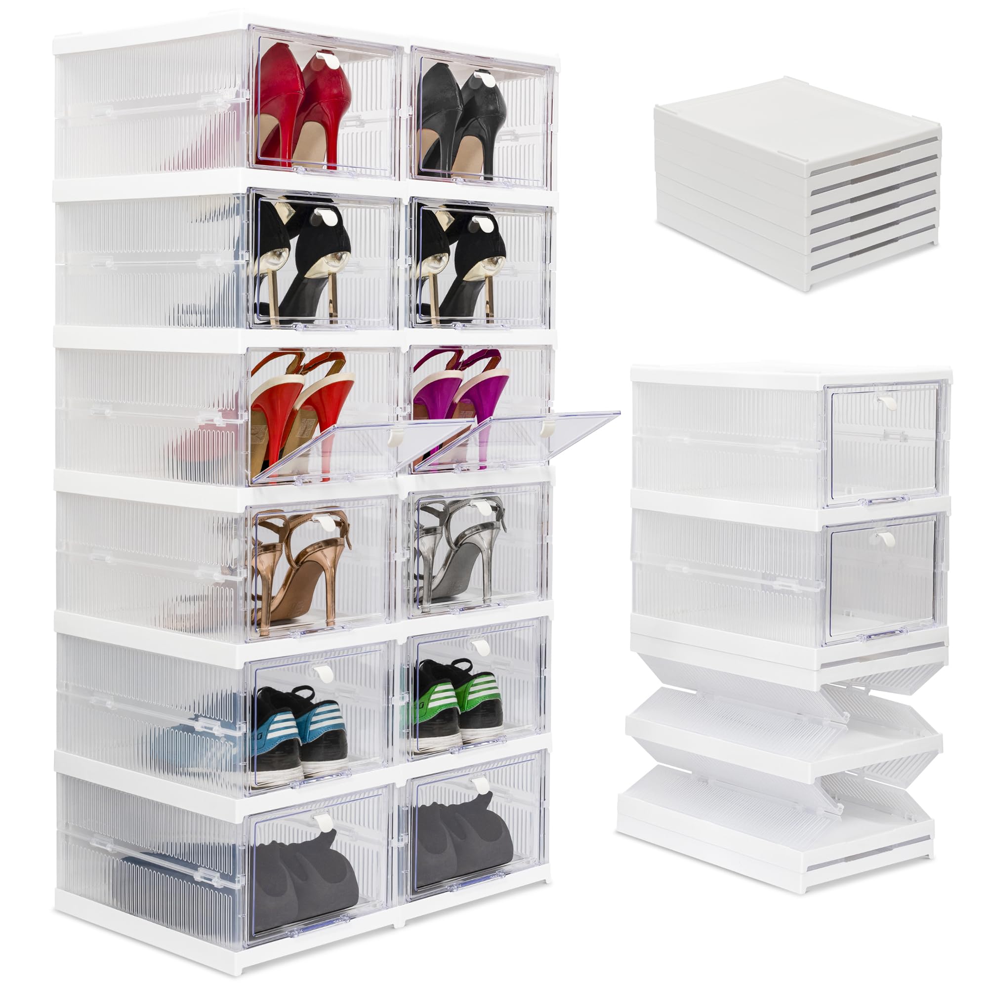 Amazon.com: Wondersome Collapsible Shoe Rack Organizer - 12-Compartment ...