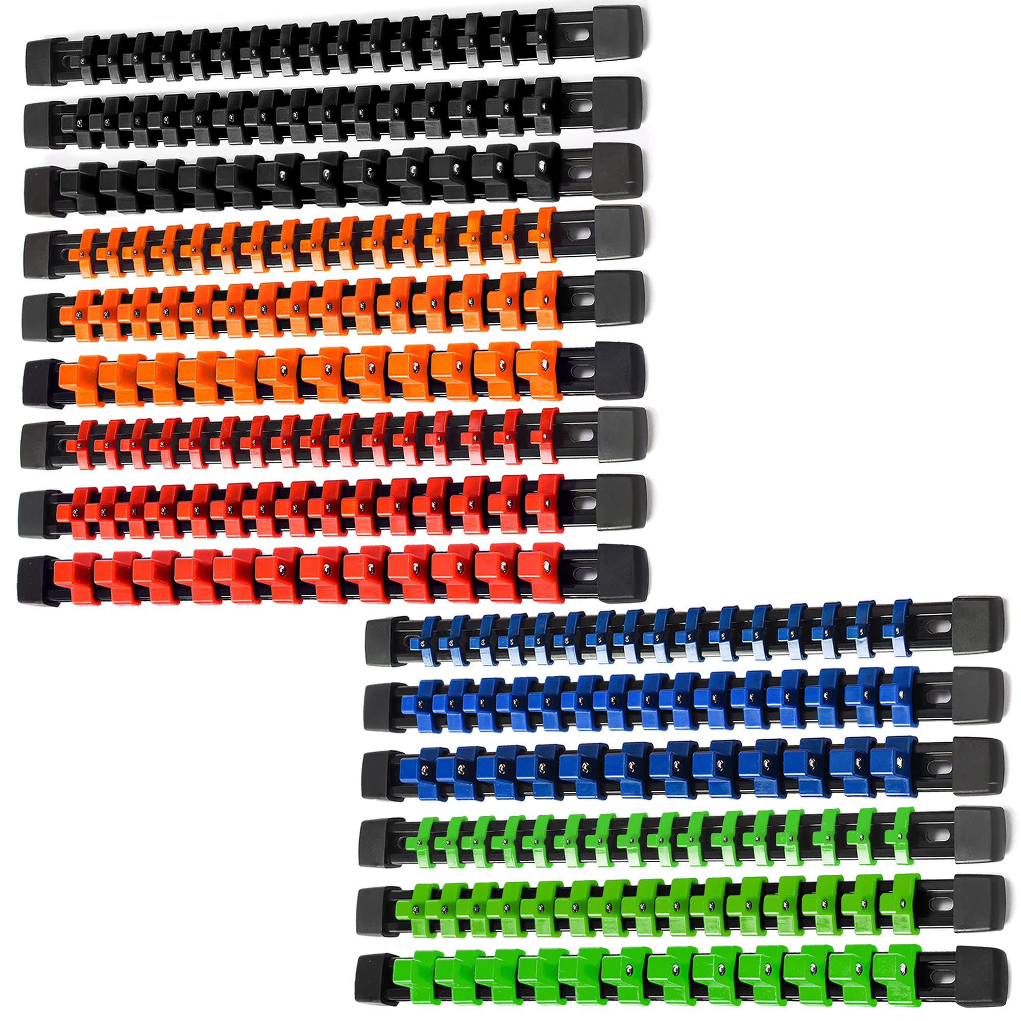 ALOANES 15 PC ABS Socket Organizer,1/2 inch, 3/8 inch, and 1/4 inch ...