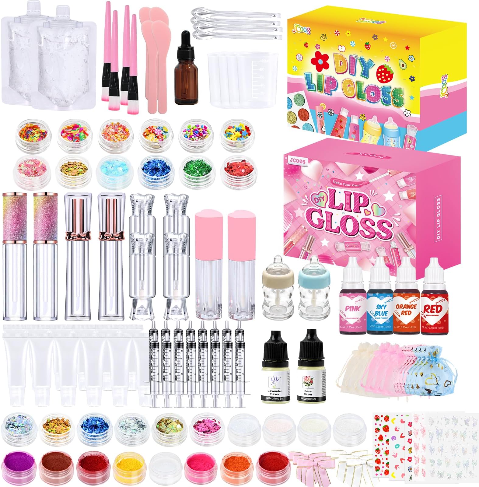 Amazon.com : Jcoos Lip Gloss Making Kit Diy Lip Gloss Kit Fun Kids Lip ...