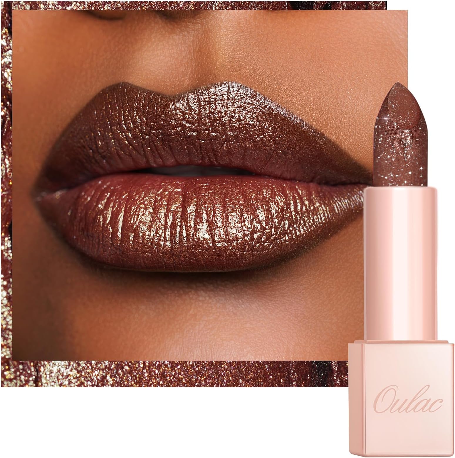 Amazon.com : Oulac Shimmer Brown Lipstick, Infinity High Shine Finish ...