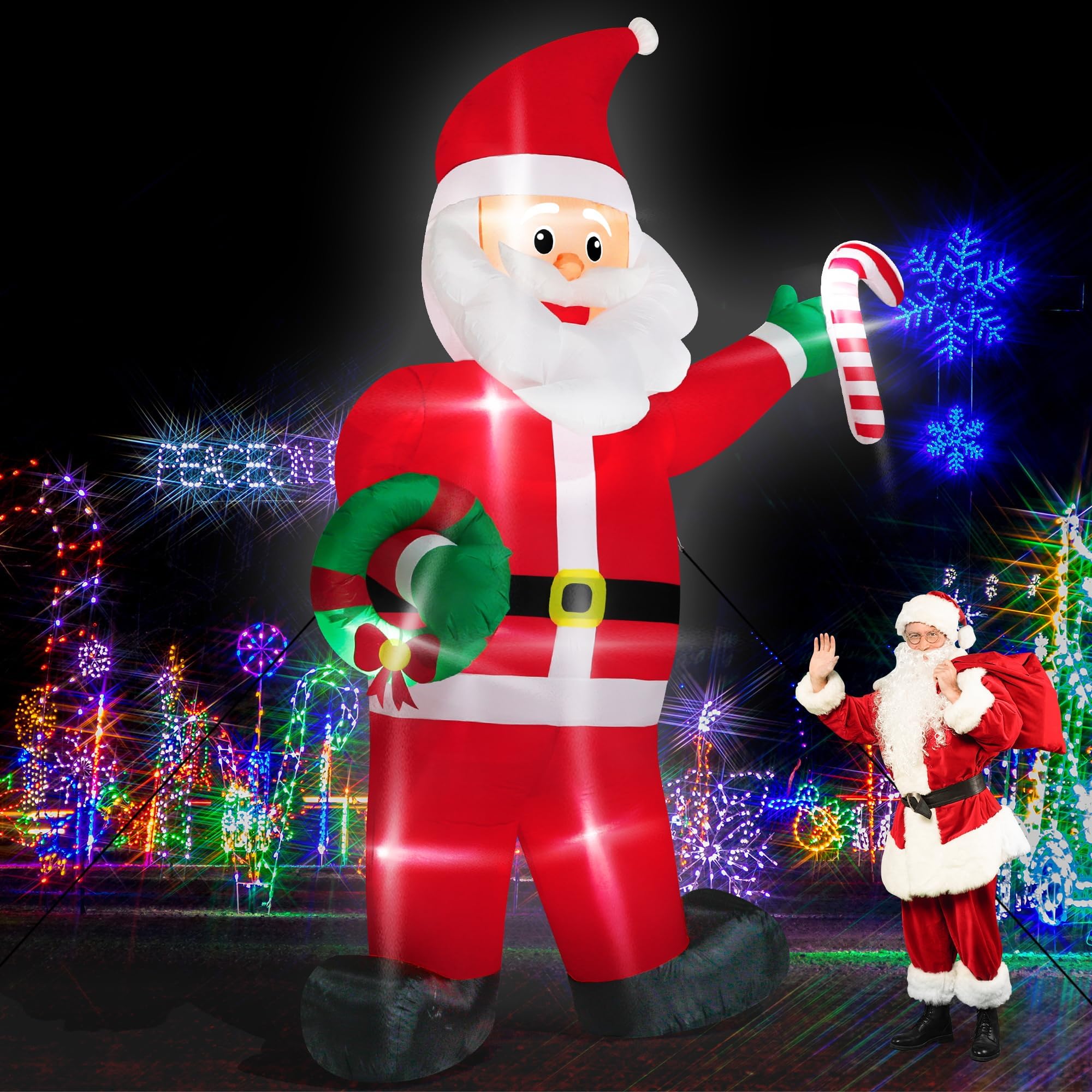 Amazon.com: 12 Foot Tall Huge Christmas Inflatable Santa Claus with ...