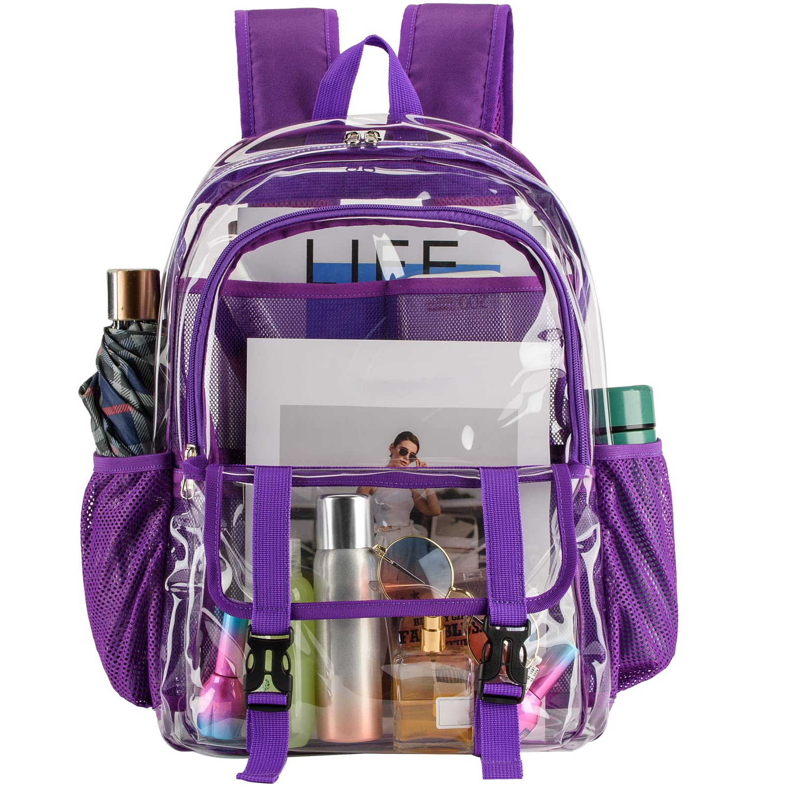 Snapklik.com : Clear Backpack, Large Clear Bag Stadium Heavy Duty PVC ...