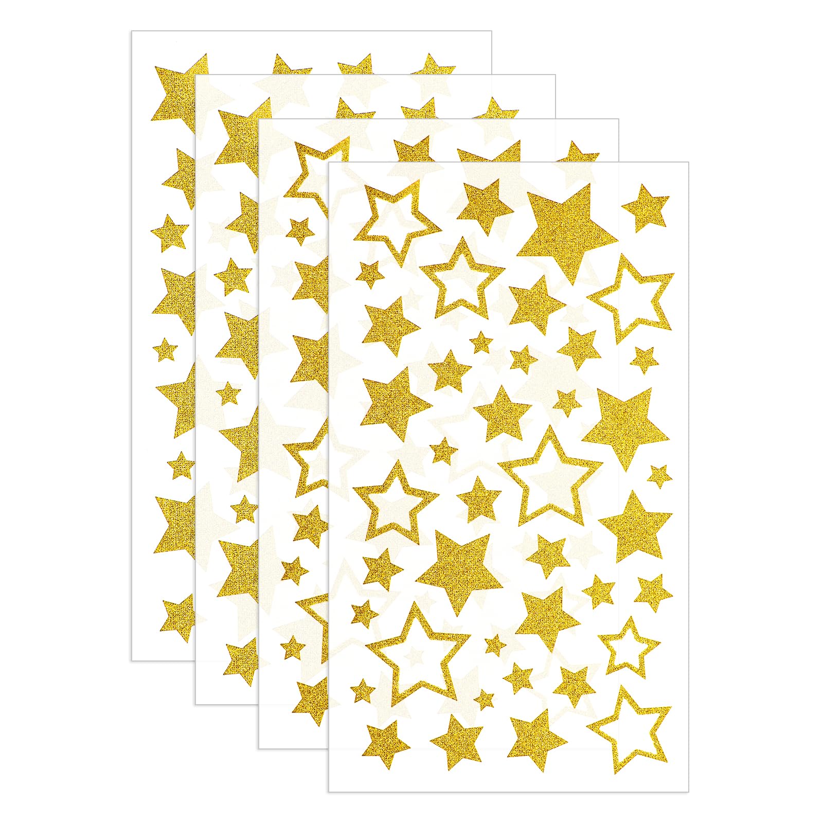 Amazon.com: ZEYIYER 4 Sheets Gold Star Stickers, Glitter Star Stickers ...