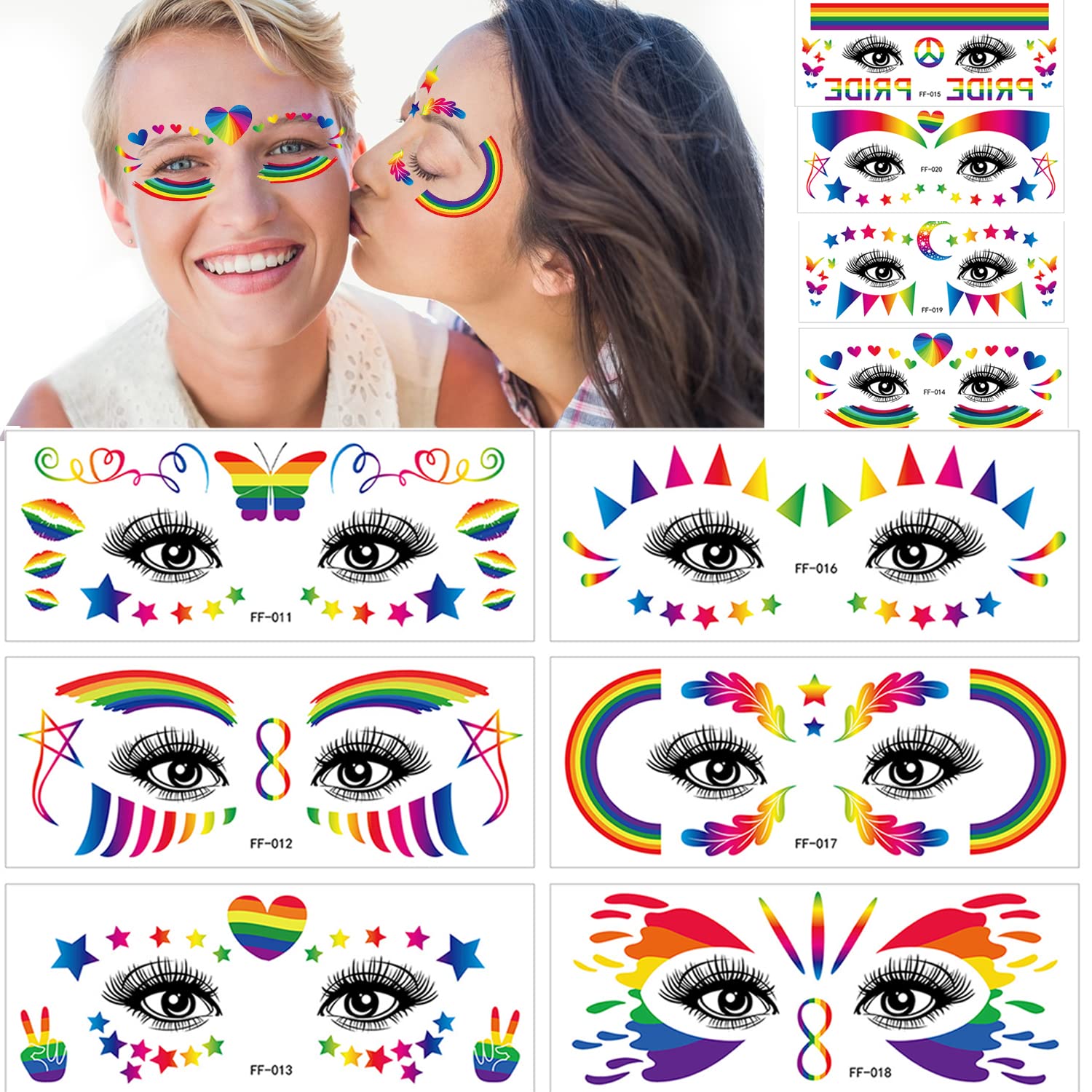 Amazon.com : Gay Rainbow Tattoo Sticker LGBT Pride Day Face Temporary ...