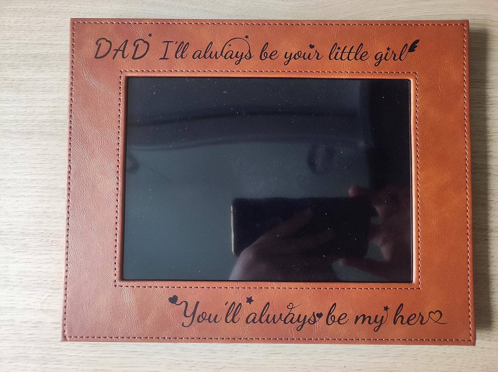 FINGERINSPIRE 3 Years of Marriage Engraved Leather Picture Frame, 13x18cm 3rd Anniversary Frame ...