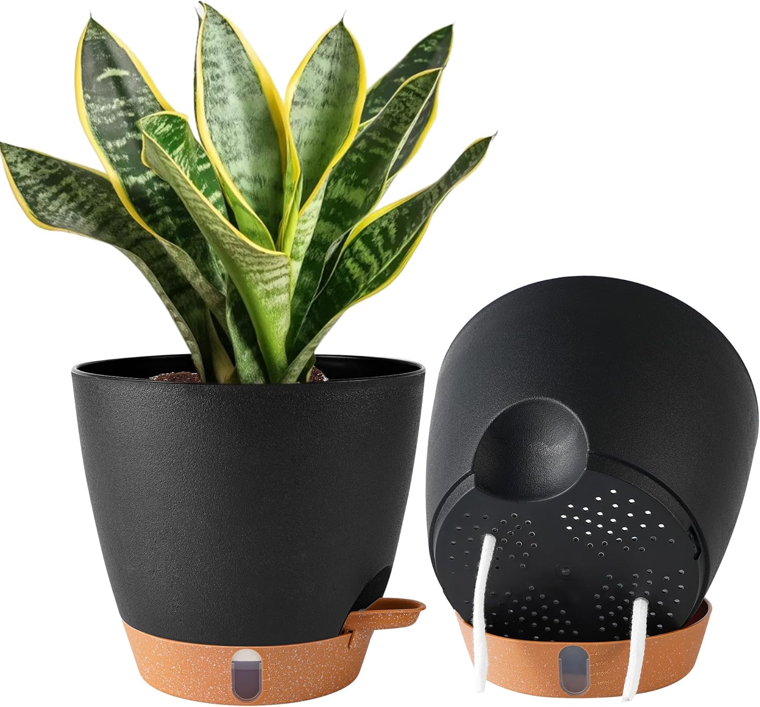 Amazon.com: 2 Pack 8 inch Plant Pots, Plastic Self Watering Planters ...