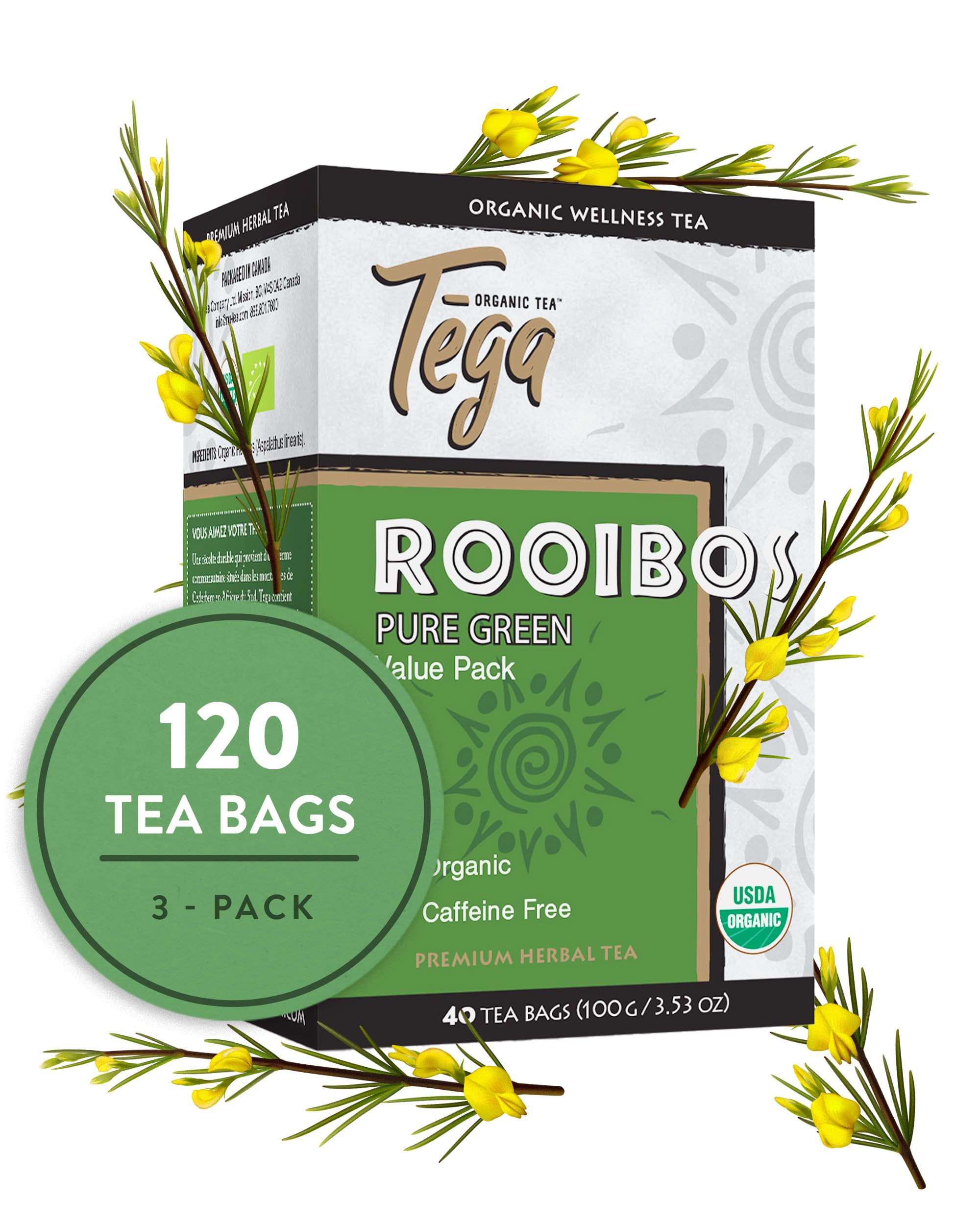 Amazon.com: Tega Organic Pure Green Rooibos Tea | Herbal Tea in Eco ...