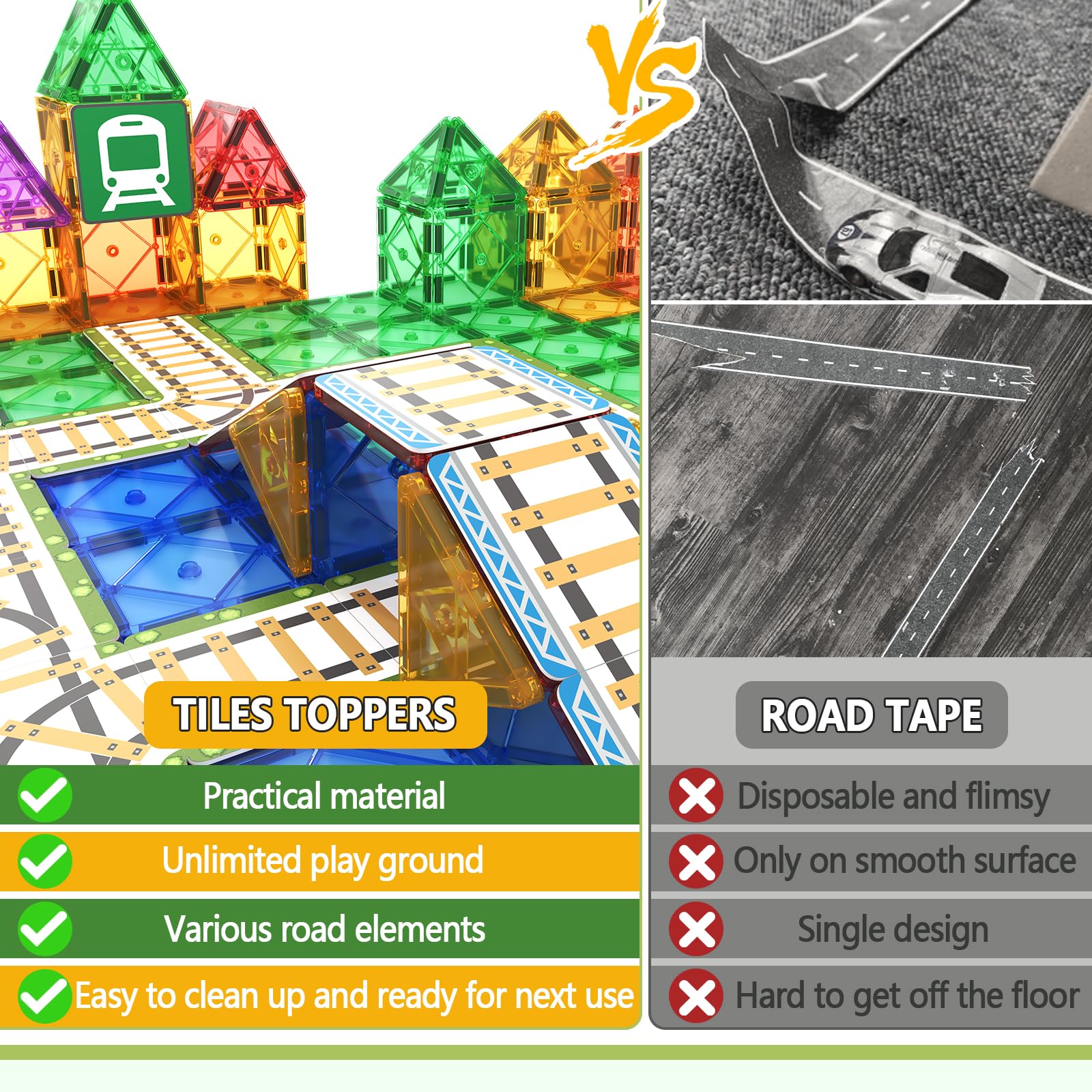 Snapklik.com : Magnetic Tiles Railroad Toppers Kids Toys Add-on Train ...