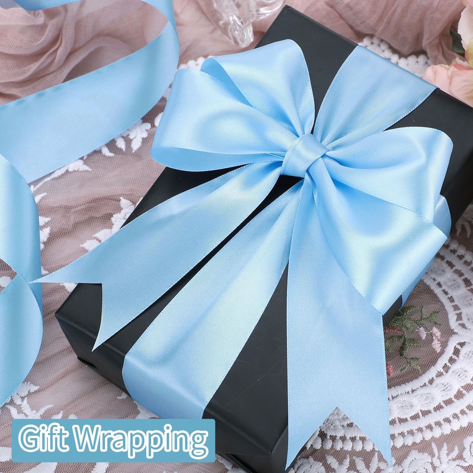 Snapklik.com : Blue Ribbon 1 1/2 Inch 60 Yards Light Baby Blue Satin ...