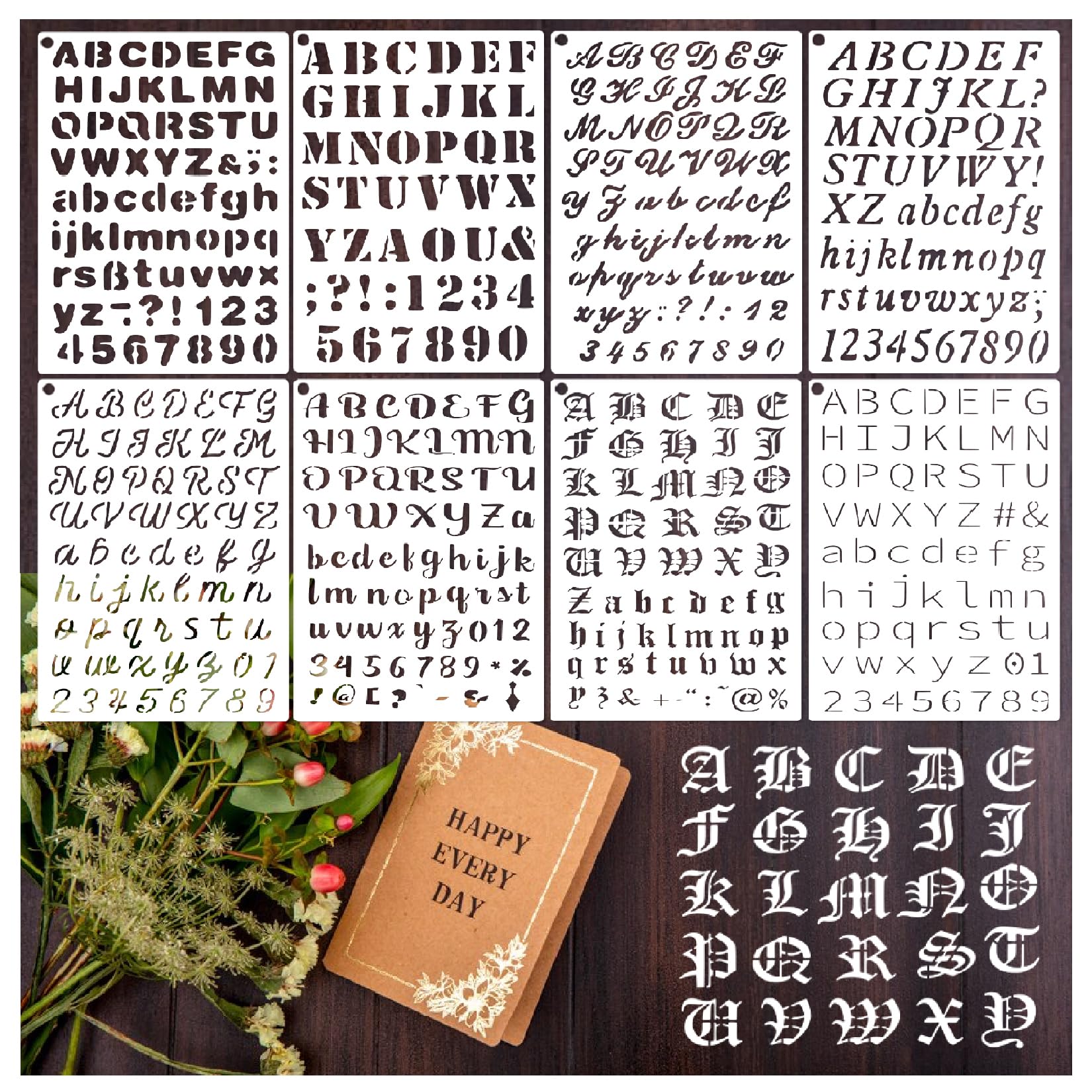 Amazon.com : Small Letter Stencils for Painting on Wood Crafts Reusable ...