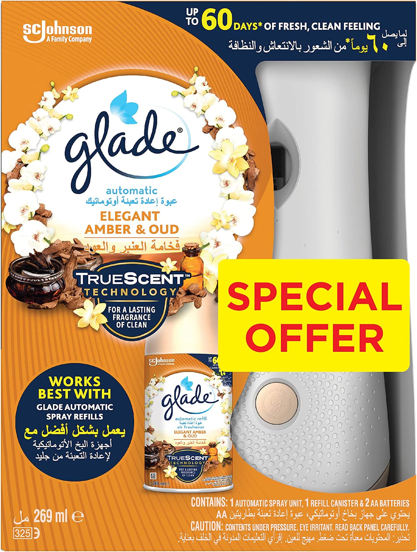 Glade Automatic Spray Holder With Amber & Oud Air Freshener For Up To ...