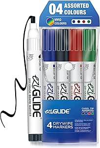 Eziglide 4-Pack Chisel Tip Whiteboard Markers Set – Erasable Dry Wipe ...