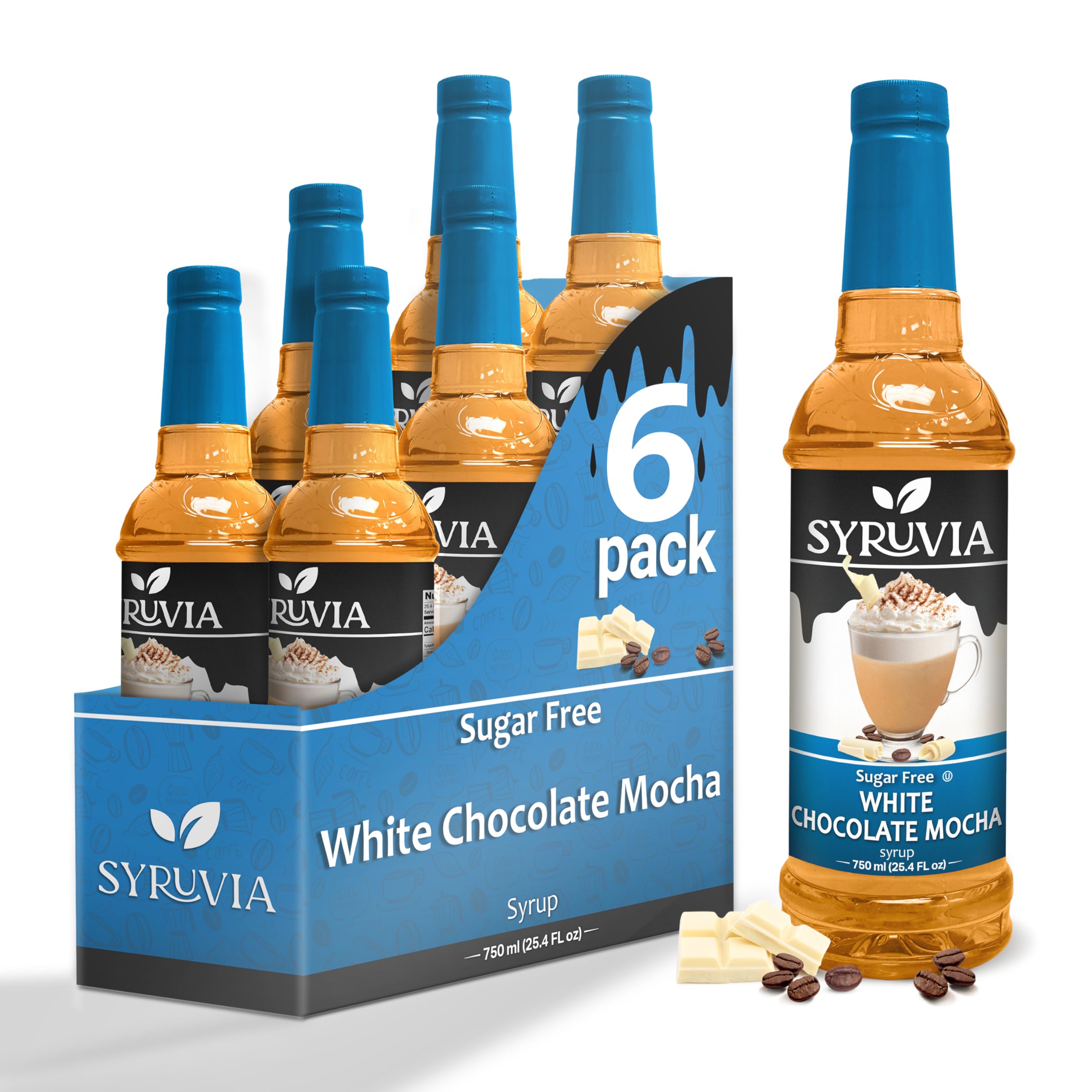 Amazon.com: Sugar-Free White Chocolate Mocha Syrup by Syruvia 6-Pack ...