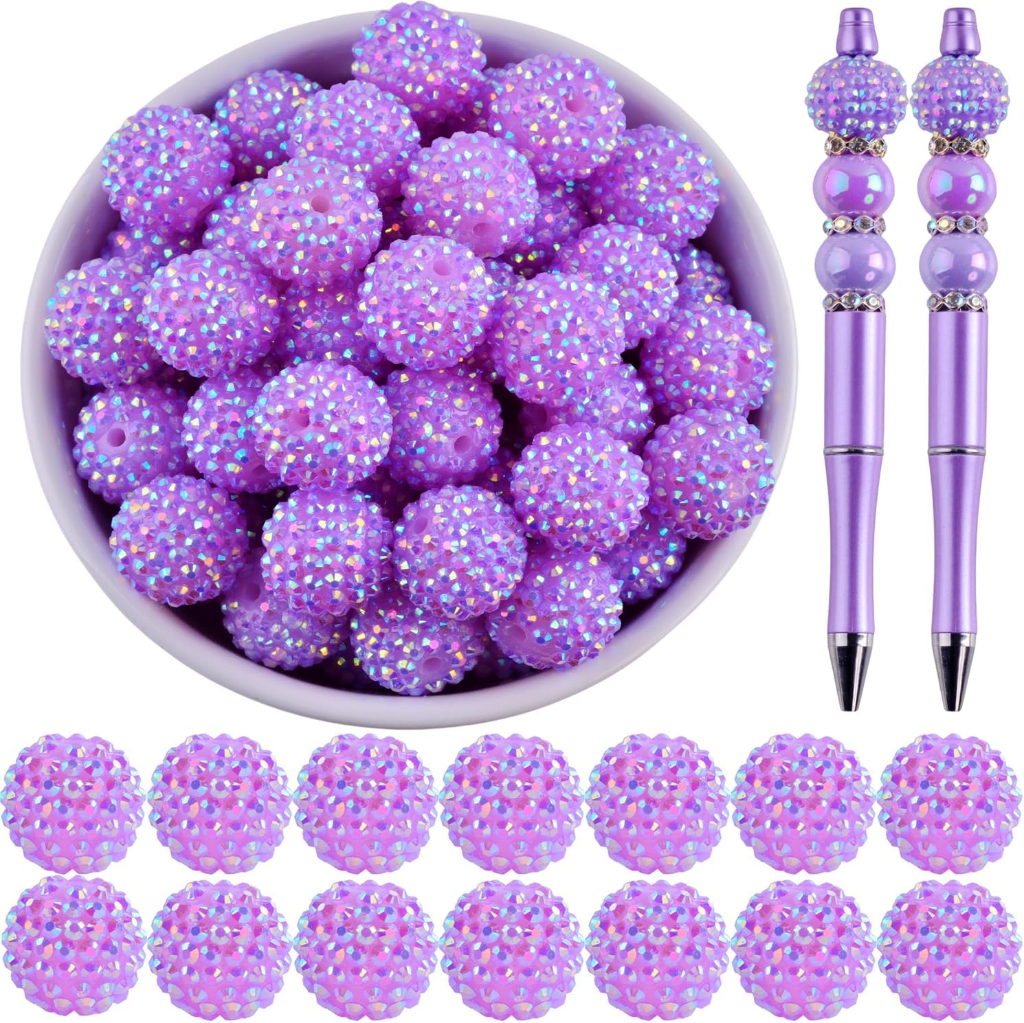 Amazon.com: 20mm Rhinestone Beads for Pens 20pcs Beaded Pens Beads ...