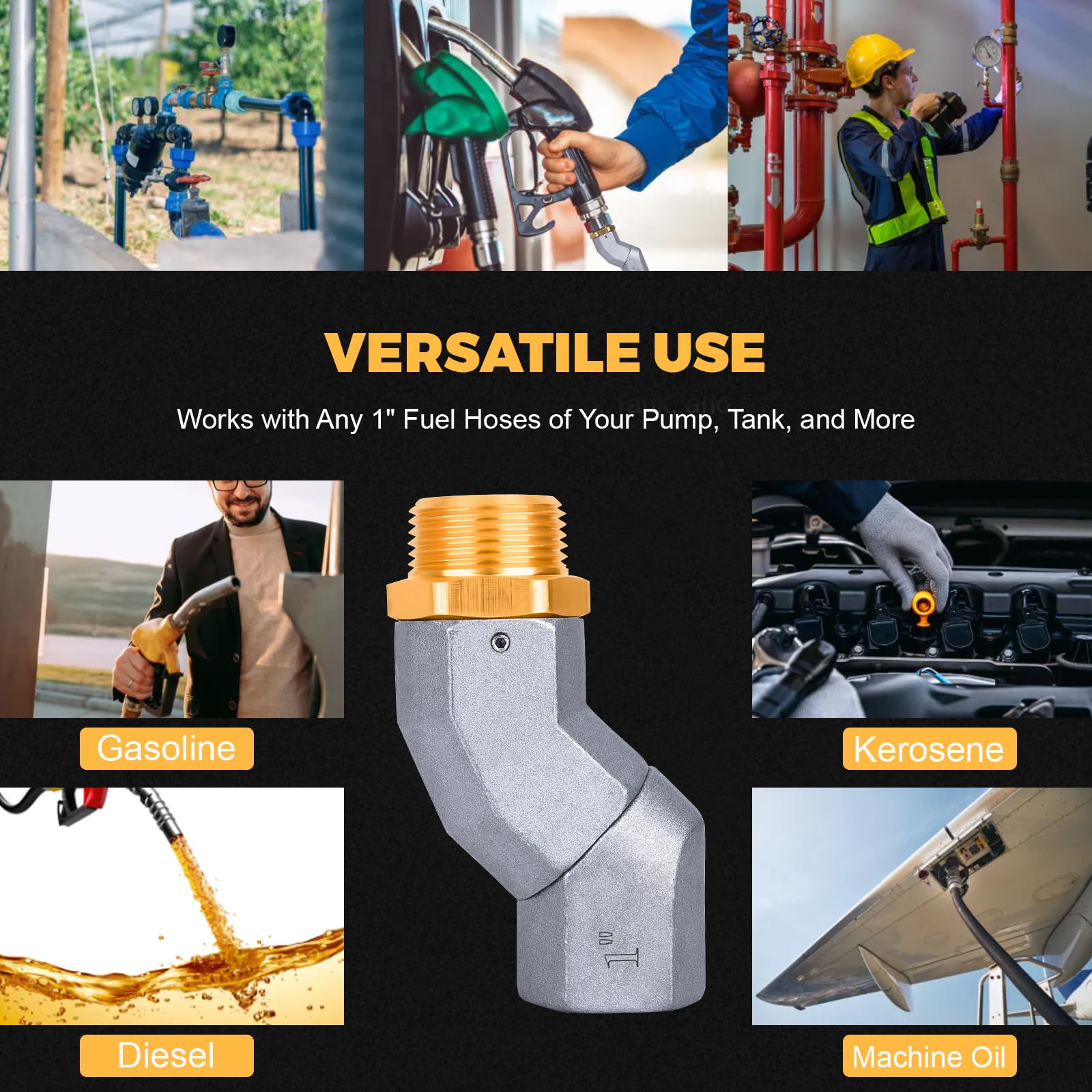 Snapklik.com : GRYVOZE 1 Inch NPT Fuel Hose Swivel - Multi Plane 360 ...