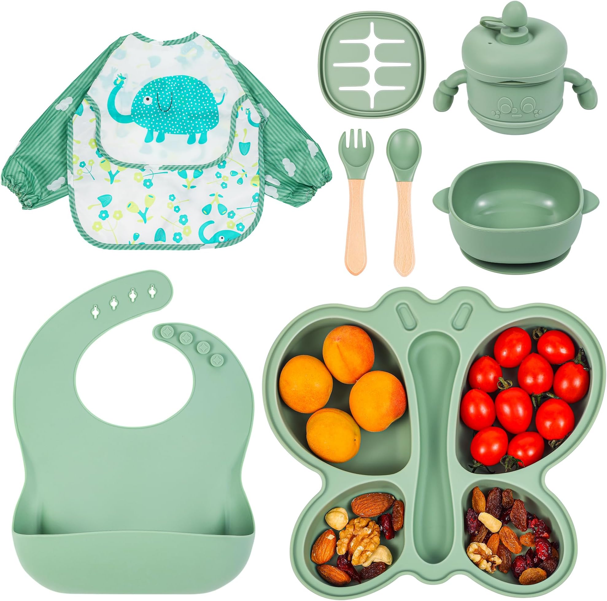 Amazon.com: CHILDLIKE BEHAVIOR Baby Weaning Set - 5 Piece Sage Green ...