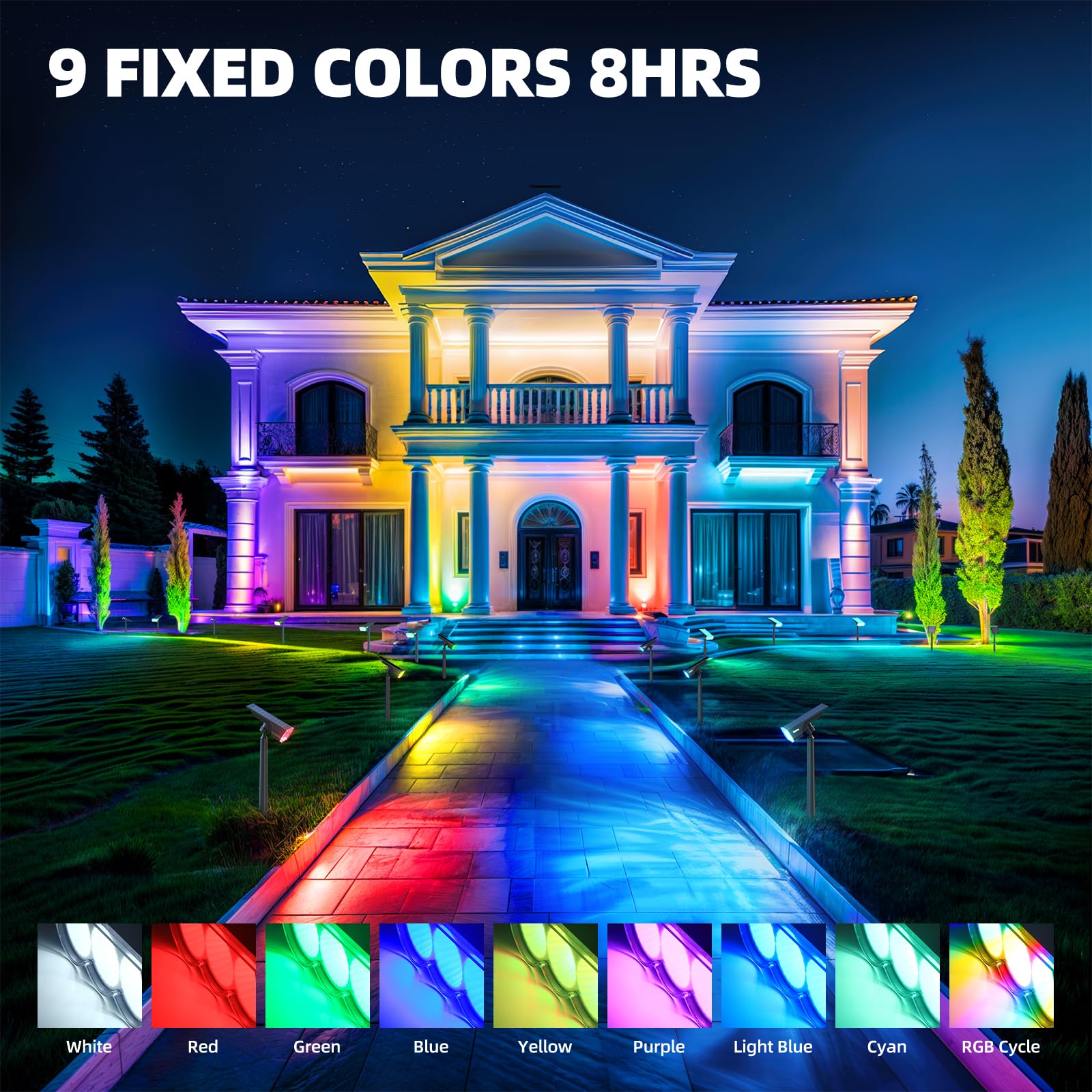 Snapklik.com : Solar Spot Lights Outdoor, WRGB 360 Horizontal ...