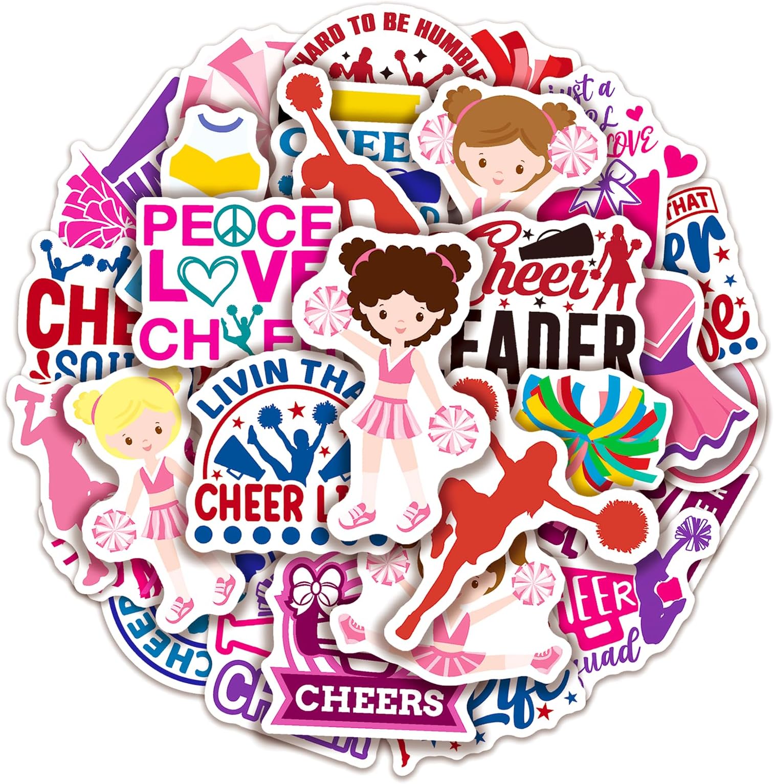 Amazon.com: 100 Pack Cheerleading Stickers, Cheerleading Cheerleader ...
