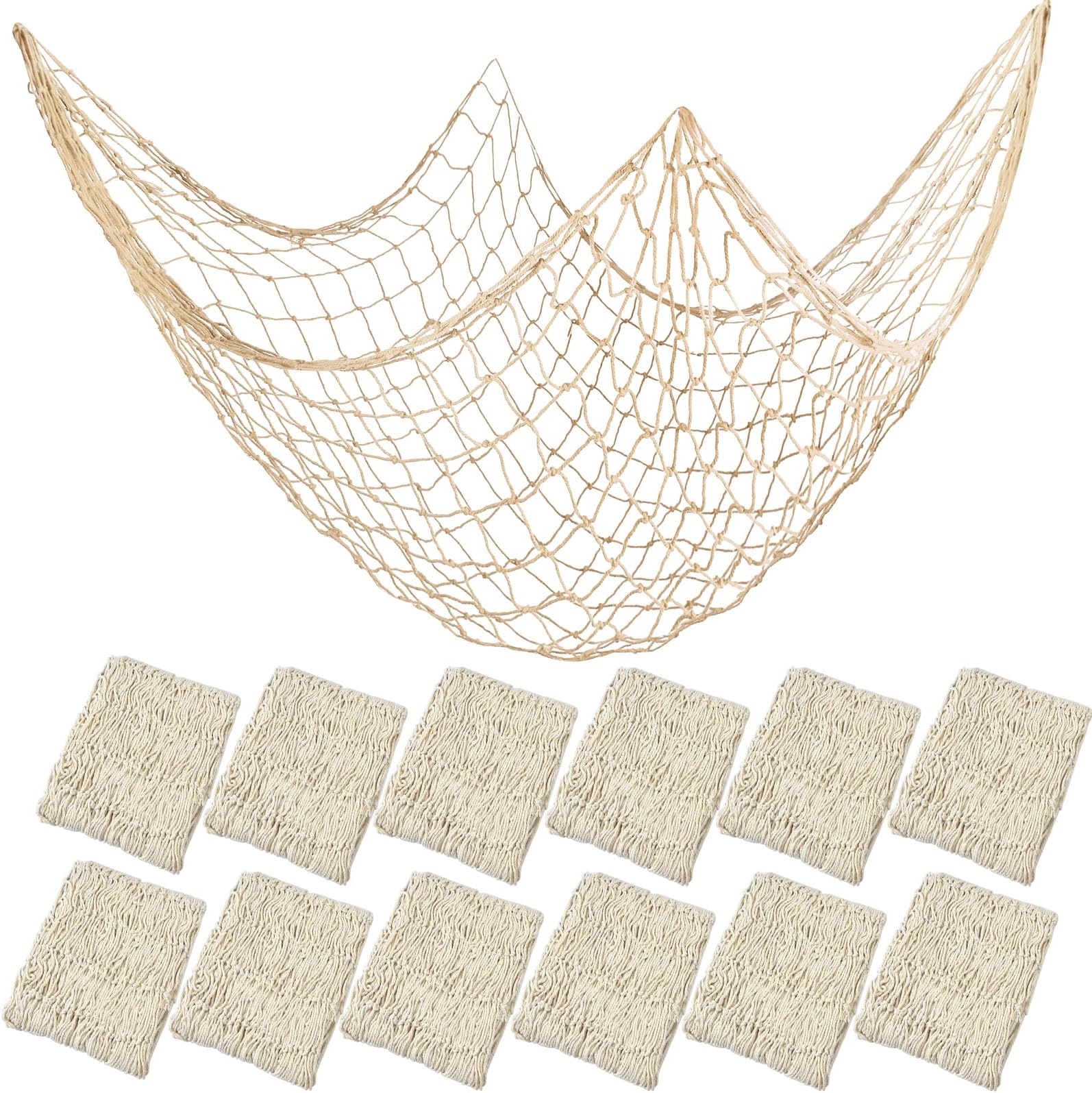Amazon.com: 4 Pieces Natural Fish Net Decoration 80" x 40", Wall ...