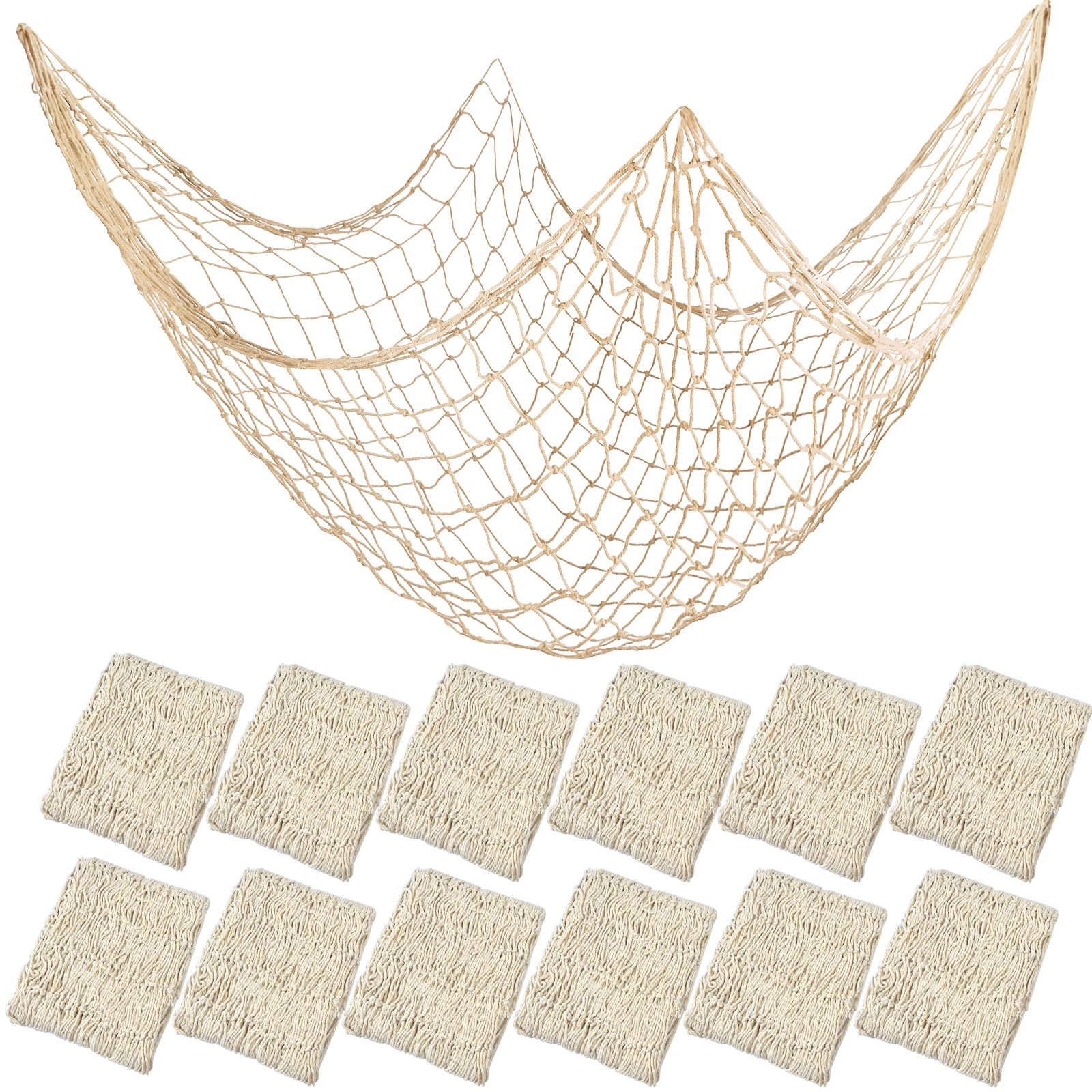 Amazon.com: 12 Pieces Natural Fish Net Decoration 80" x 40", Wall ...