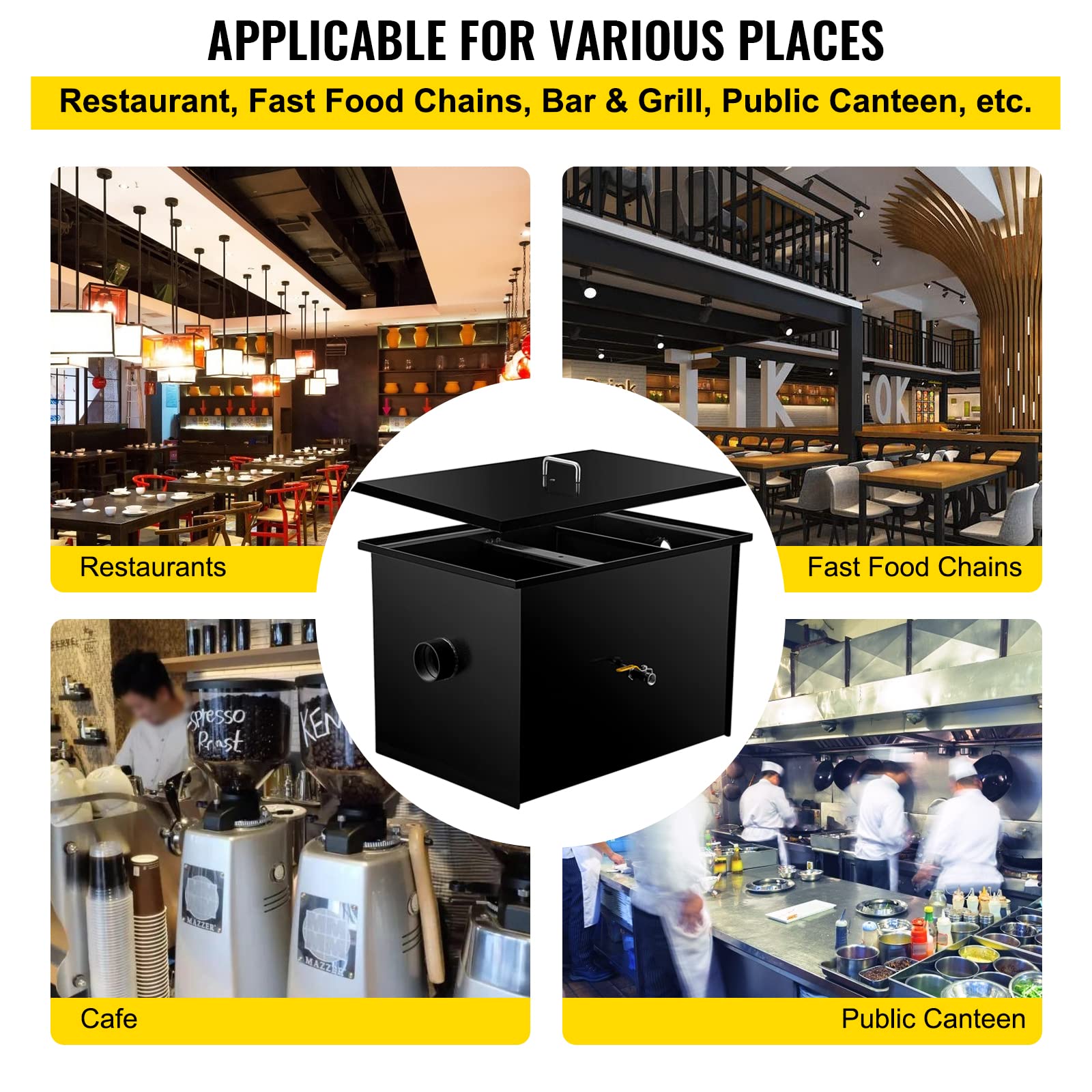 Buy VEVOR Commercial Grease Interceptor 70 LB, Carbon Steel Grease Trap ...