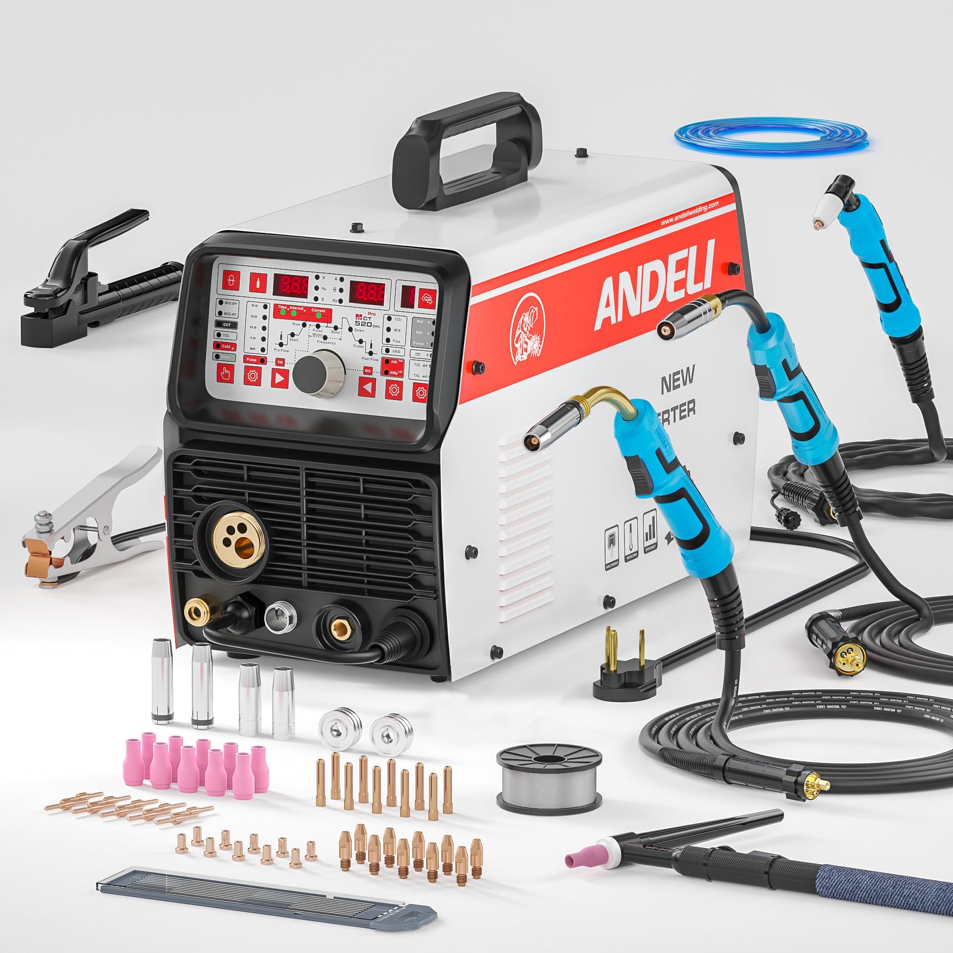Amazon | ANDELI 半自動溶接機 アルミ溶接可能 200V 200AMP MIG Lift TIG ＆アーク溶接 ガス&ノンガス ...