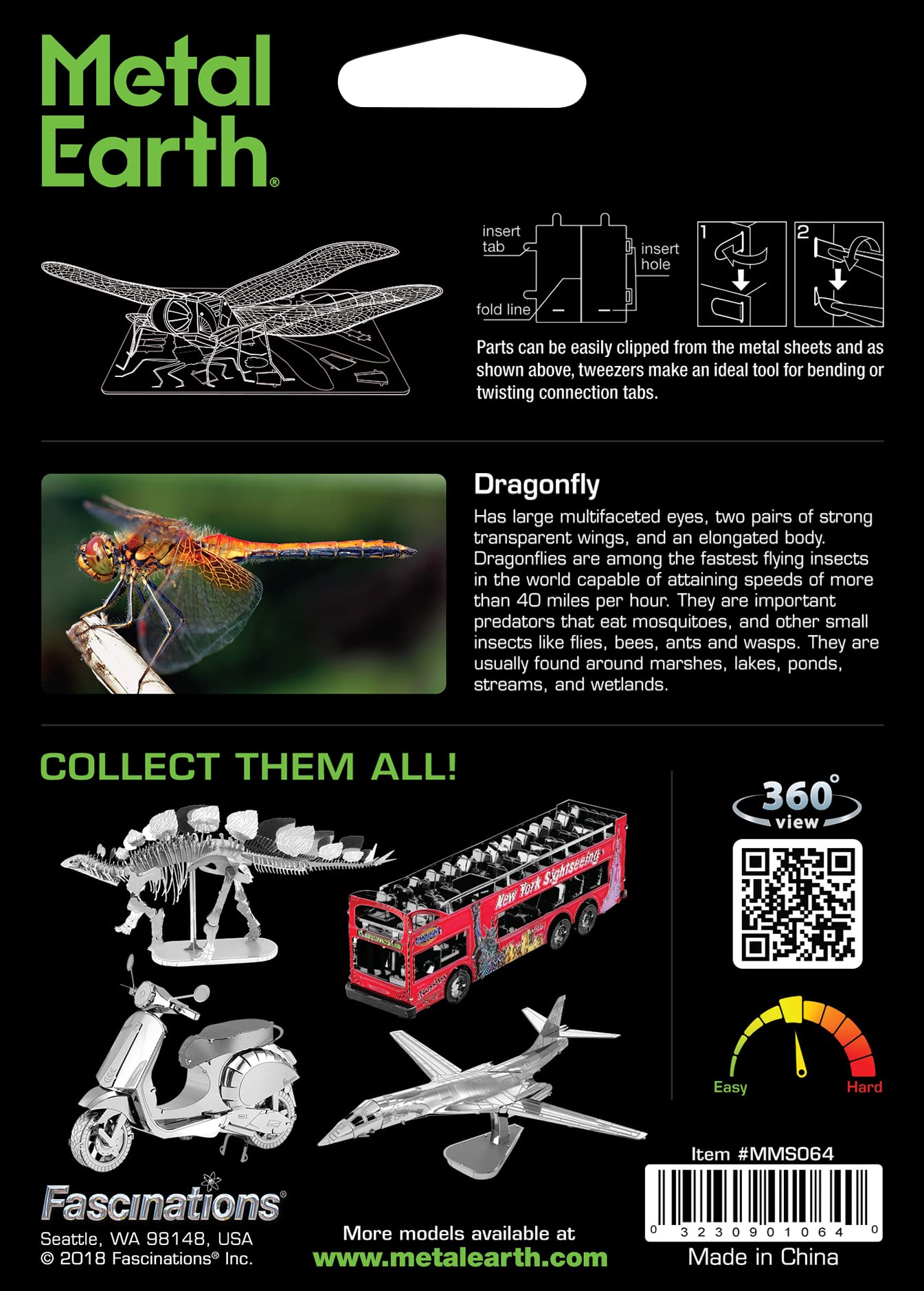 Fascinations Metal Earth Dragonfly Customizable Real Dragonfly