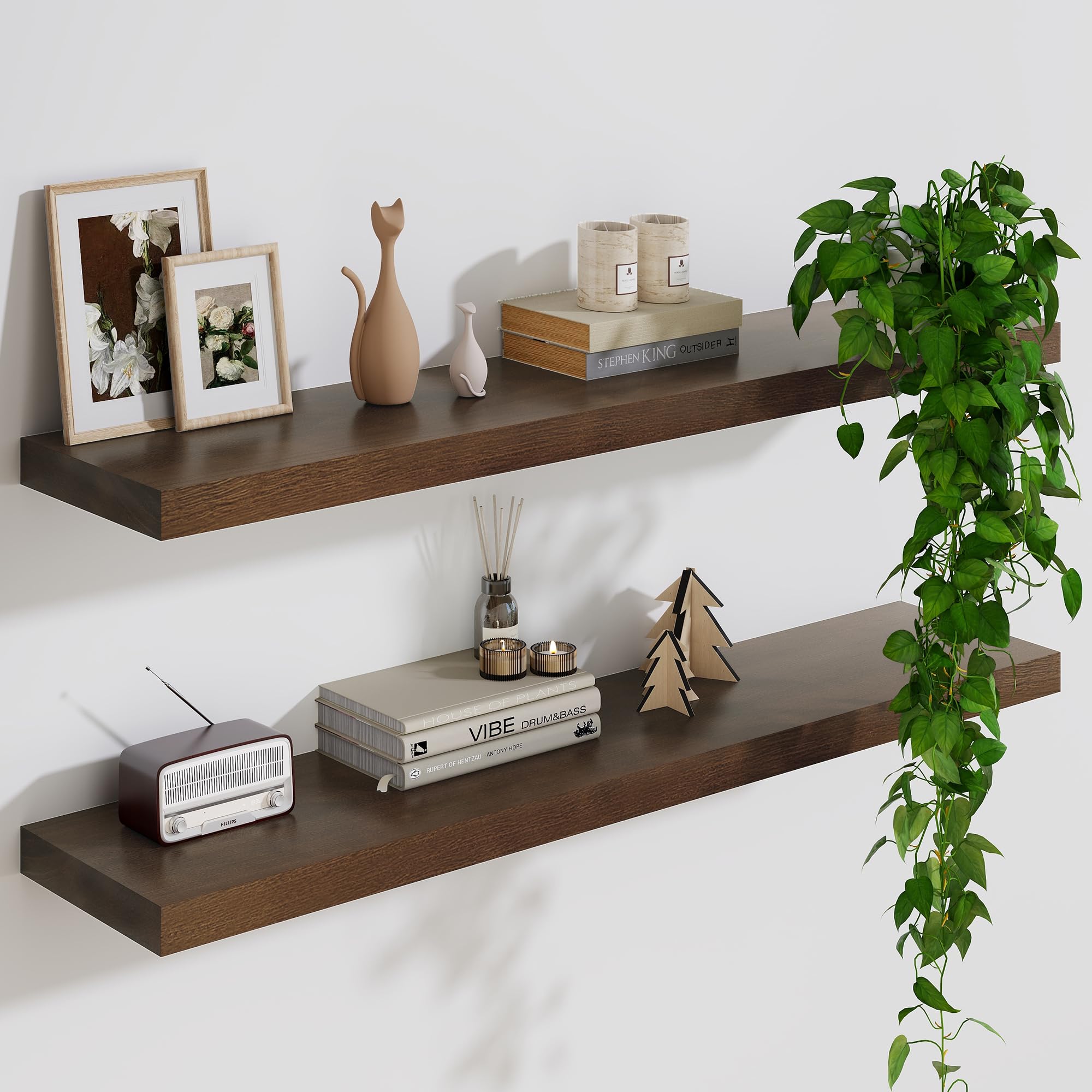 Amazon.com: Marsmiles Solid Wood Floating Shelves for Wall, 36”W x 9”D ...