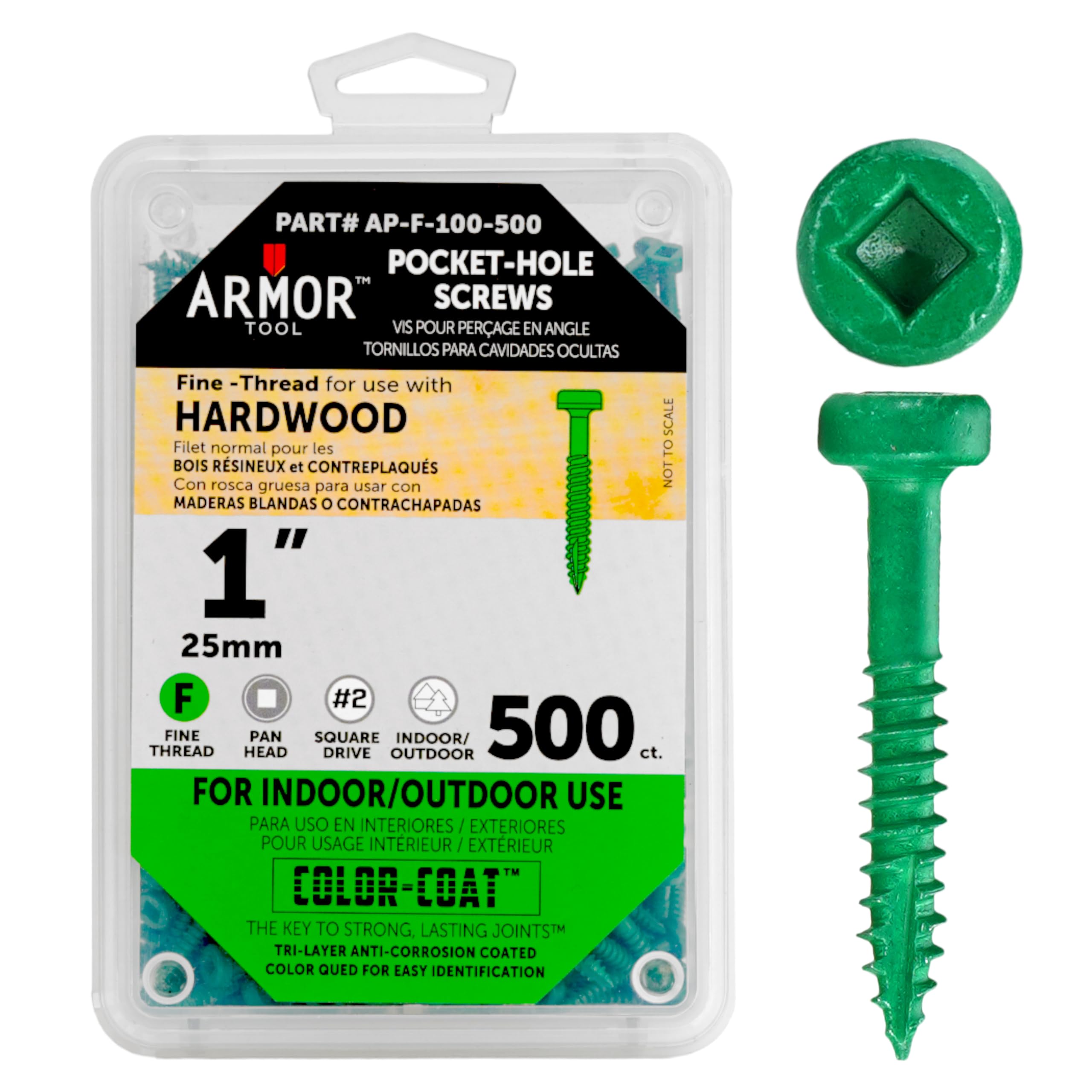 Snapklik.com : ARMOR TOOL Pocket Hole Screws - 1" Fine Thread Screws ...