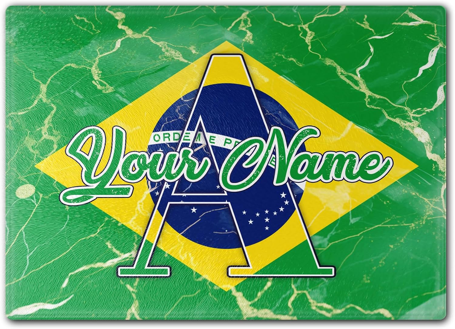 Amazon.com: Bleu Reign Personalized Cutting Board Custom Name Brazil ...