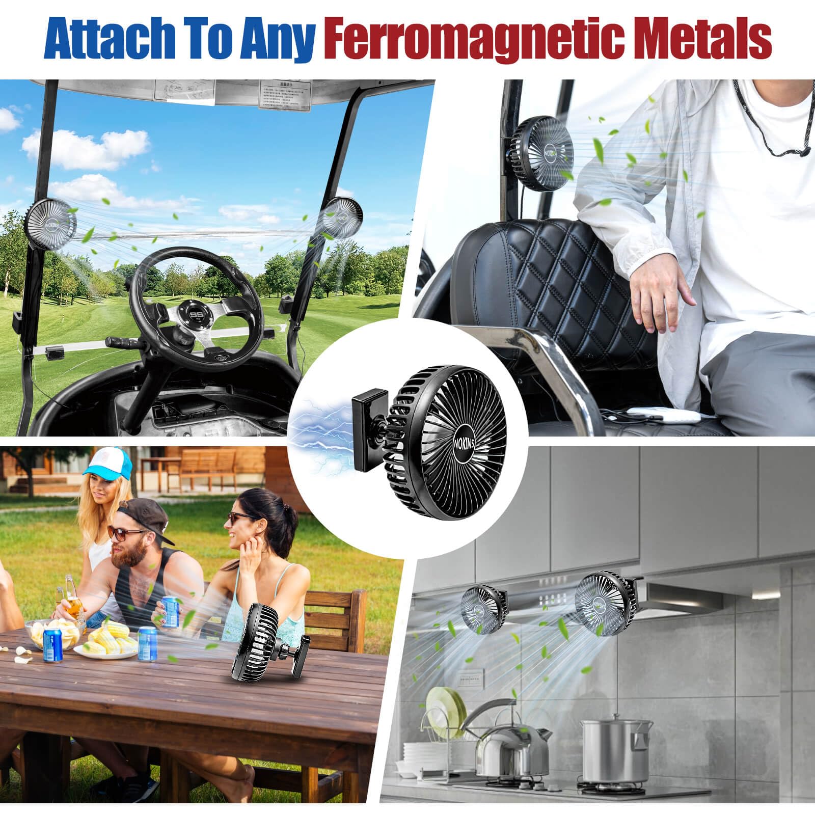 Snapklik.com : NOKINS Golf Cart Fan, Portable Magnetic Fans For Golf ...
