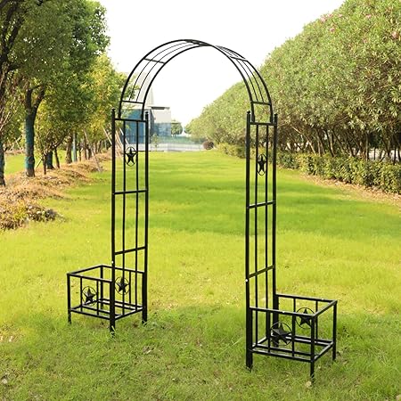 Amazon.com : Garden Arches and Arbors Outdoor Black Metal Arbor for ...