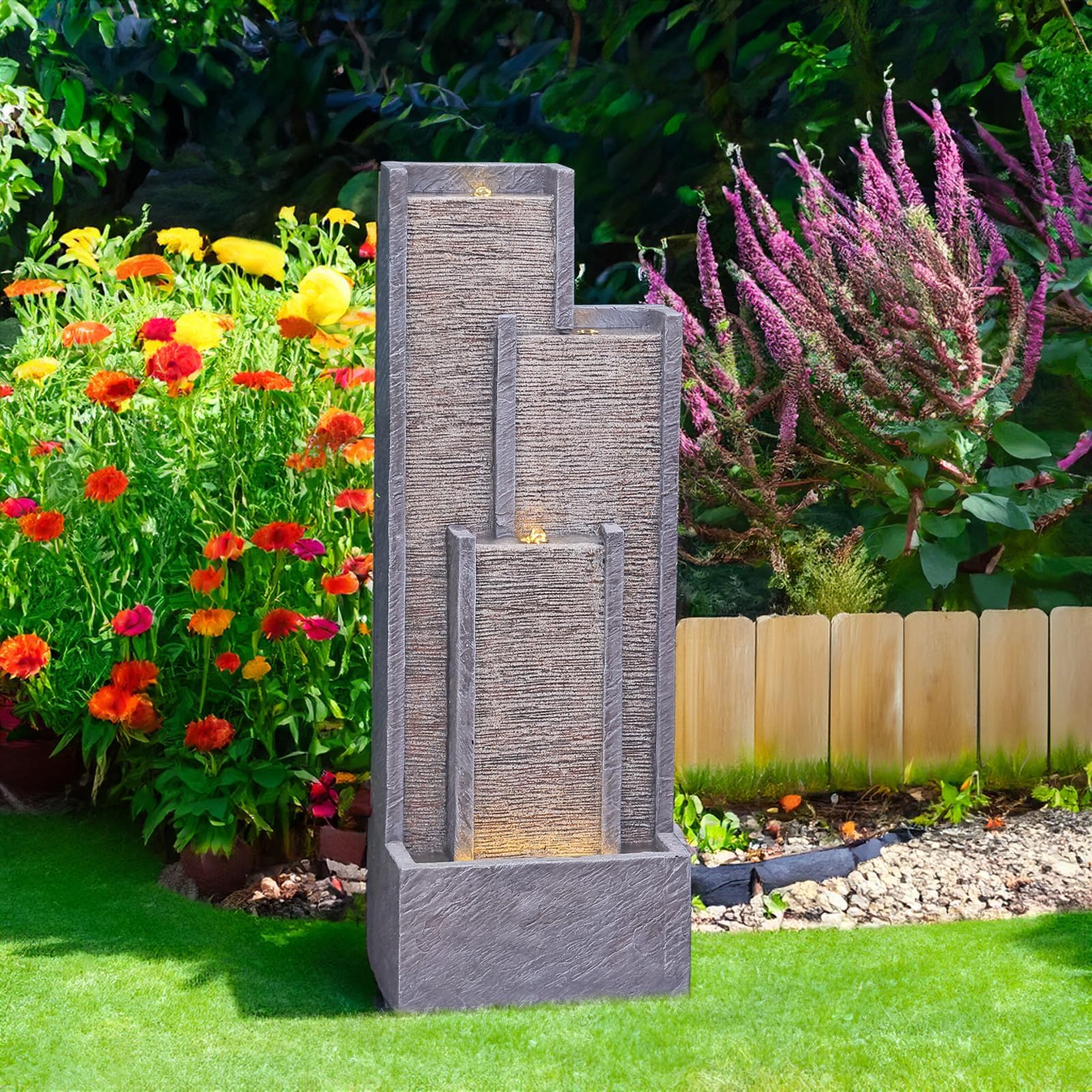 Amazon.com: SERBILHOME Water Fall Fountains Indoor Outdoor - 39.3 ...