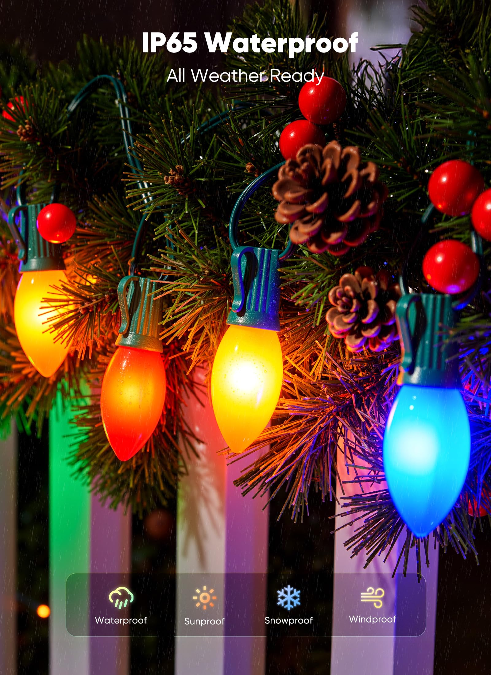 Snapklik.com : Vintage C9 LED Christmas Lights Outdoor Multicolor, 50 ...