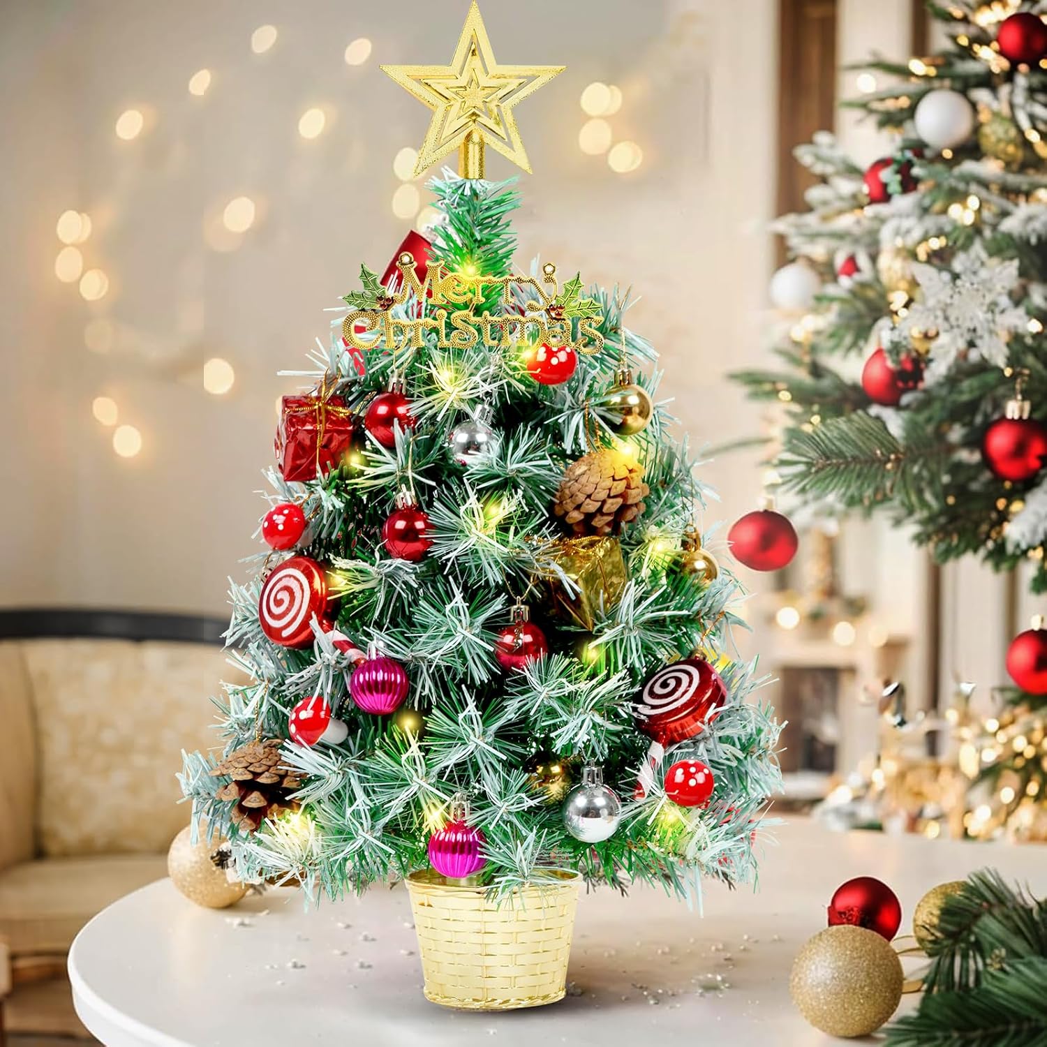 Small Christmas Tree Decorations,50cm Tabletop Artificial Mini Xmas ...