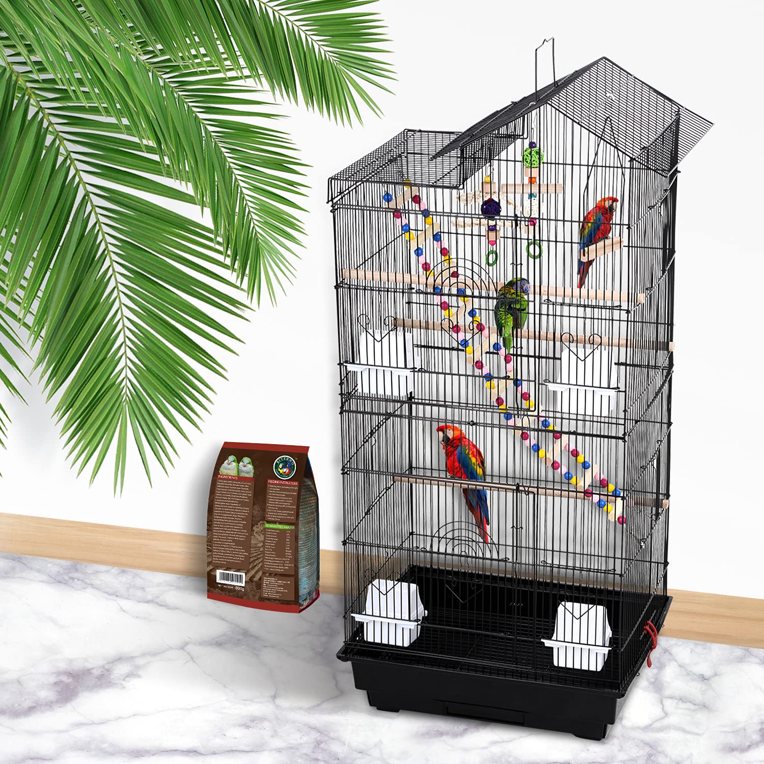 Yaheetech Large Parakeet Bird Cage For Mid-Sized Parrots Cockatiels Sun ...