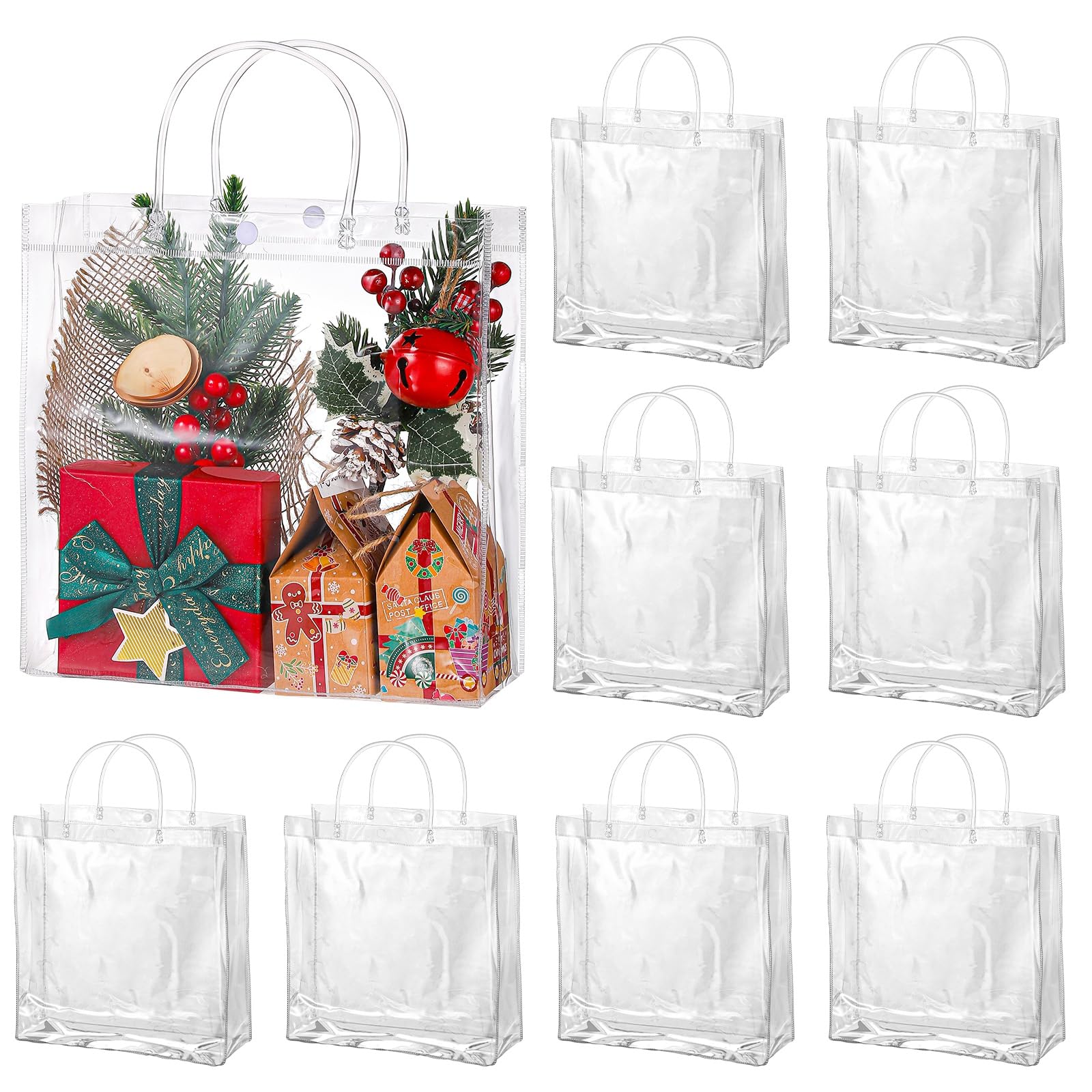Amazon.com: BESARME 30 Pack 11" x 11" x 4" Clear Gift Bags with Handle ...