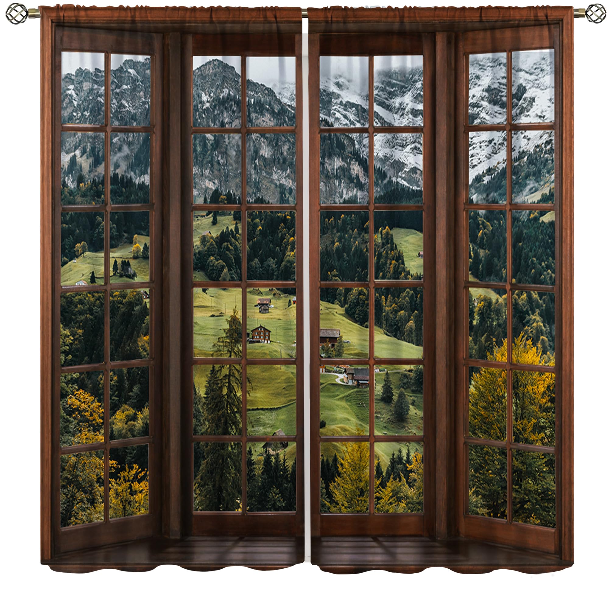 Amazon.com: Llylumty Forest Landscape Curtains,Nature Scenery Mountain ...