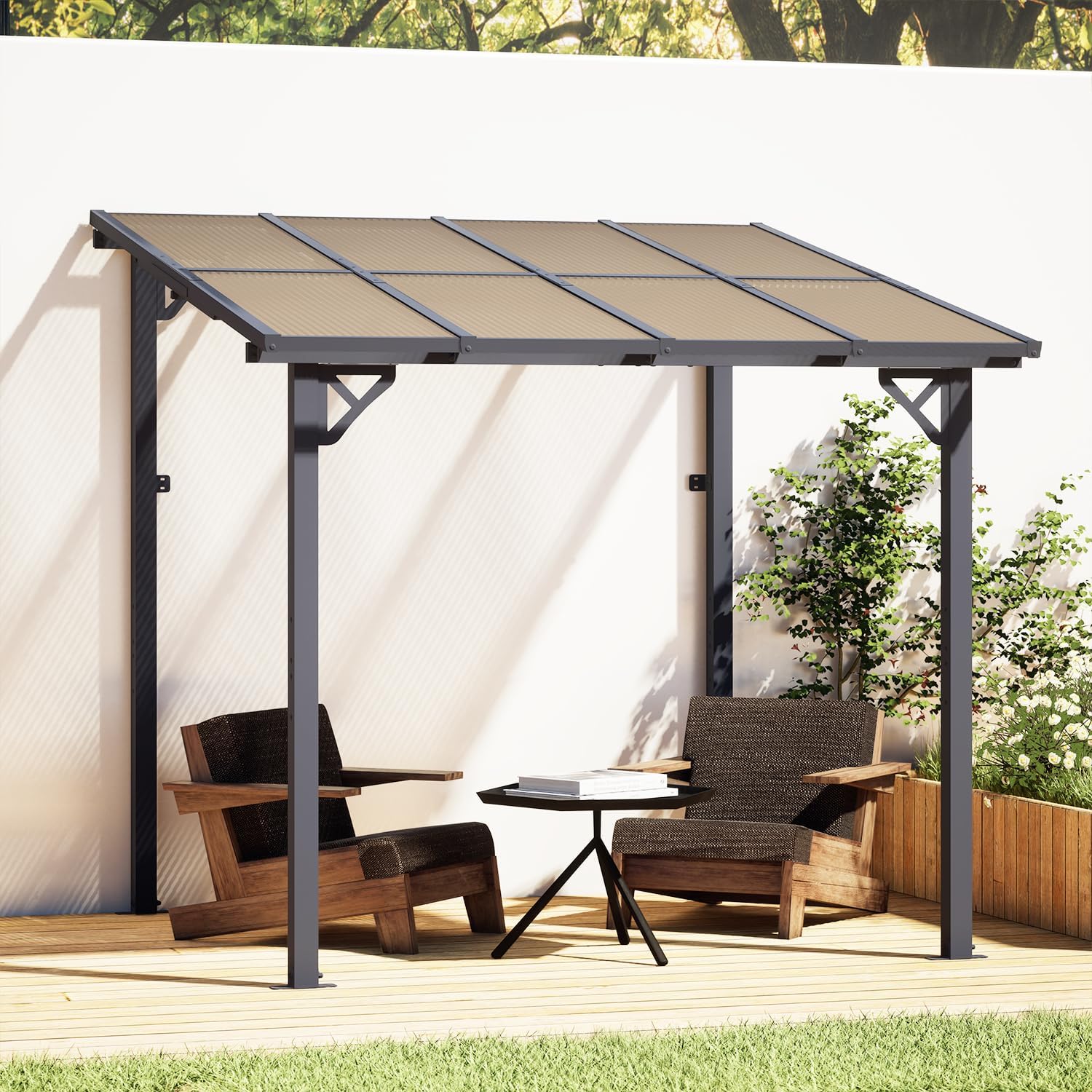 Amazon.com : COBANA 8' x 10' Gazebo, Hardtop Wall Mounted Lean to ...