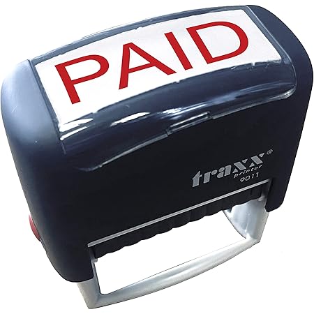Traxx 9012 RED 48 x 18mm Self-Inking Rubber Stamp - Paid with Thanks in ...