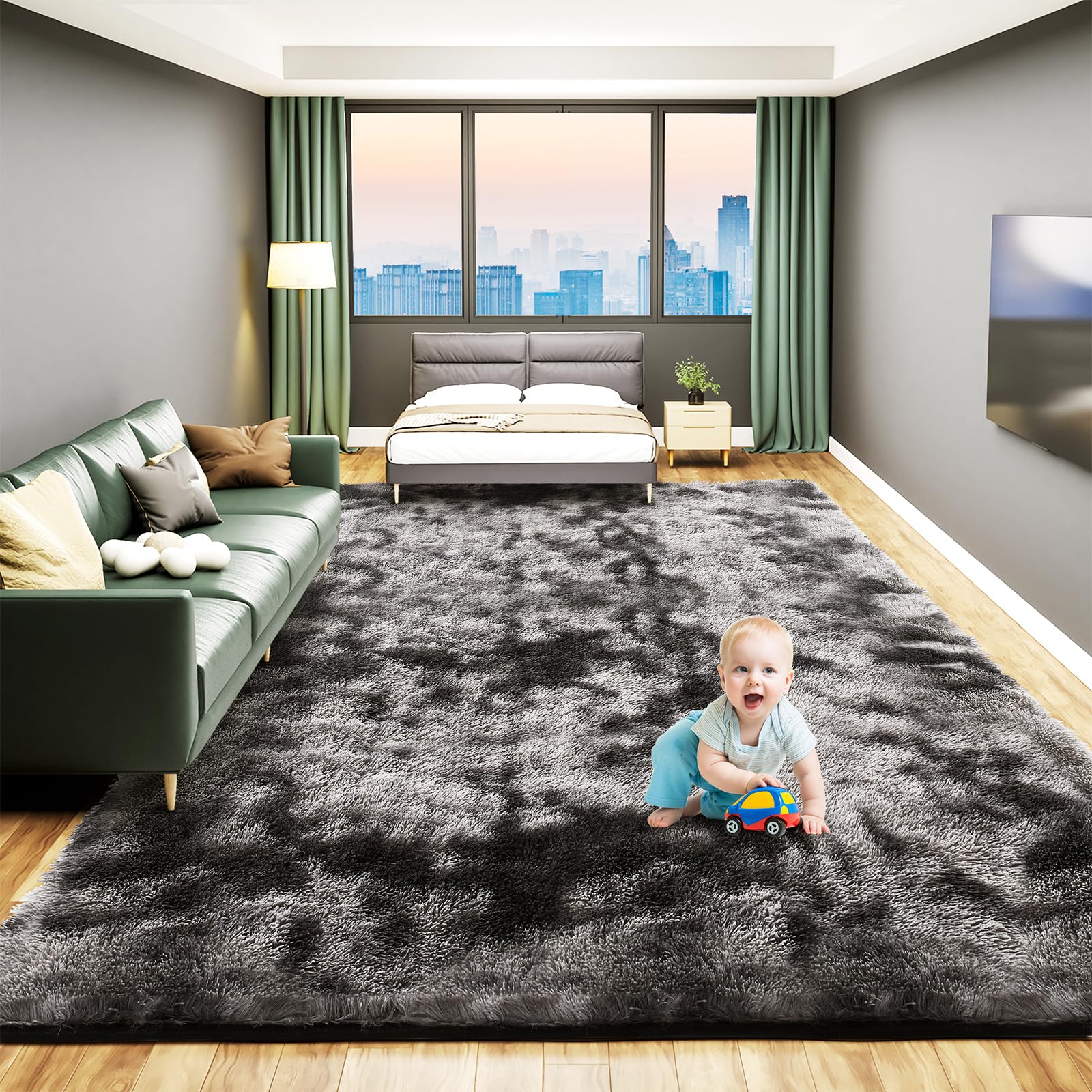 Fluffy Soft Rug for Living Room, 5x7 Indoor Modern Area Rugs Fluffy ...