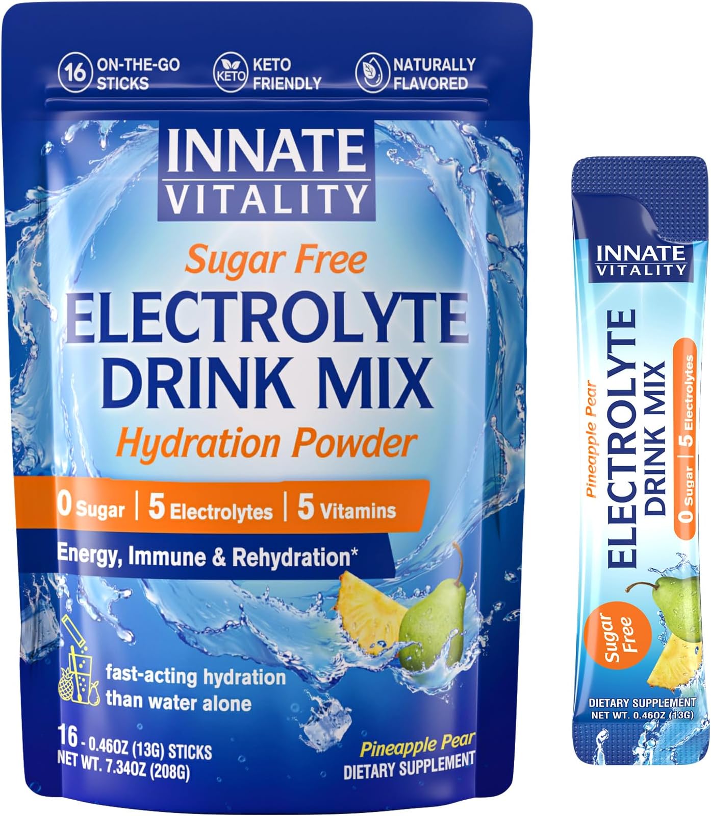 Amazon.com: Innate Vitality Electrolytes Powder Packets, No Sugar, 5 ...