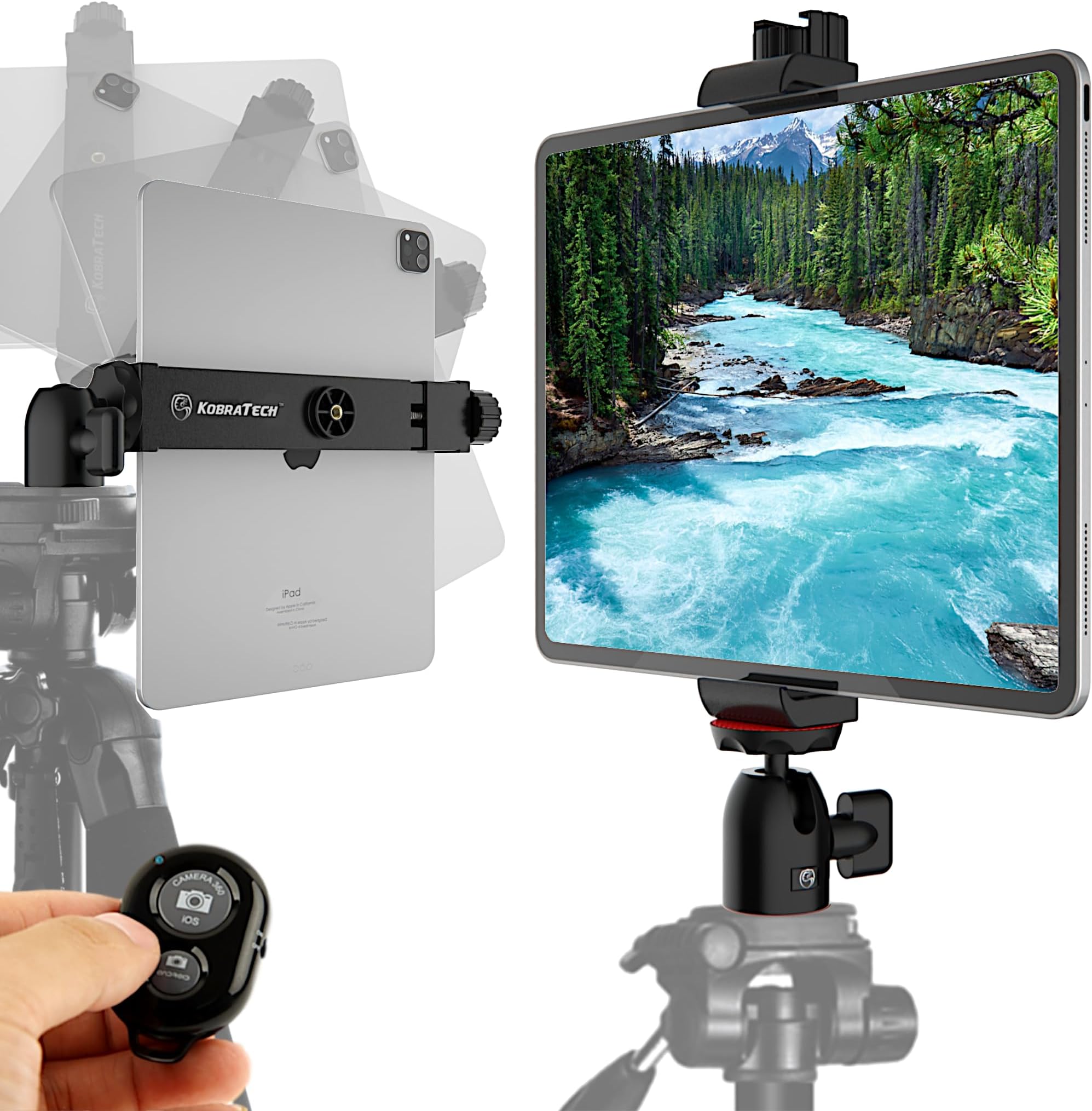 Amazon.com: KobraTech TabMount 360 iPad Tripod Mount Holder, Fits iPad ...