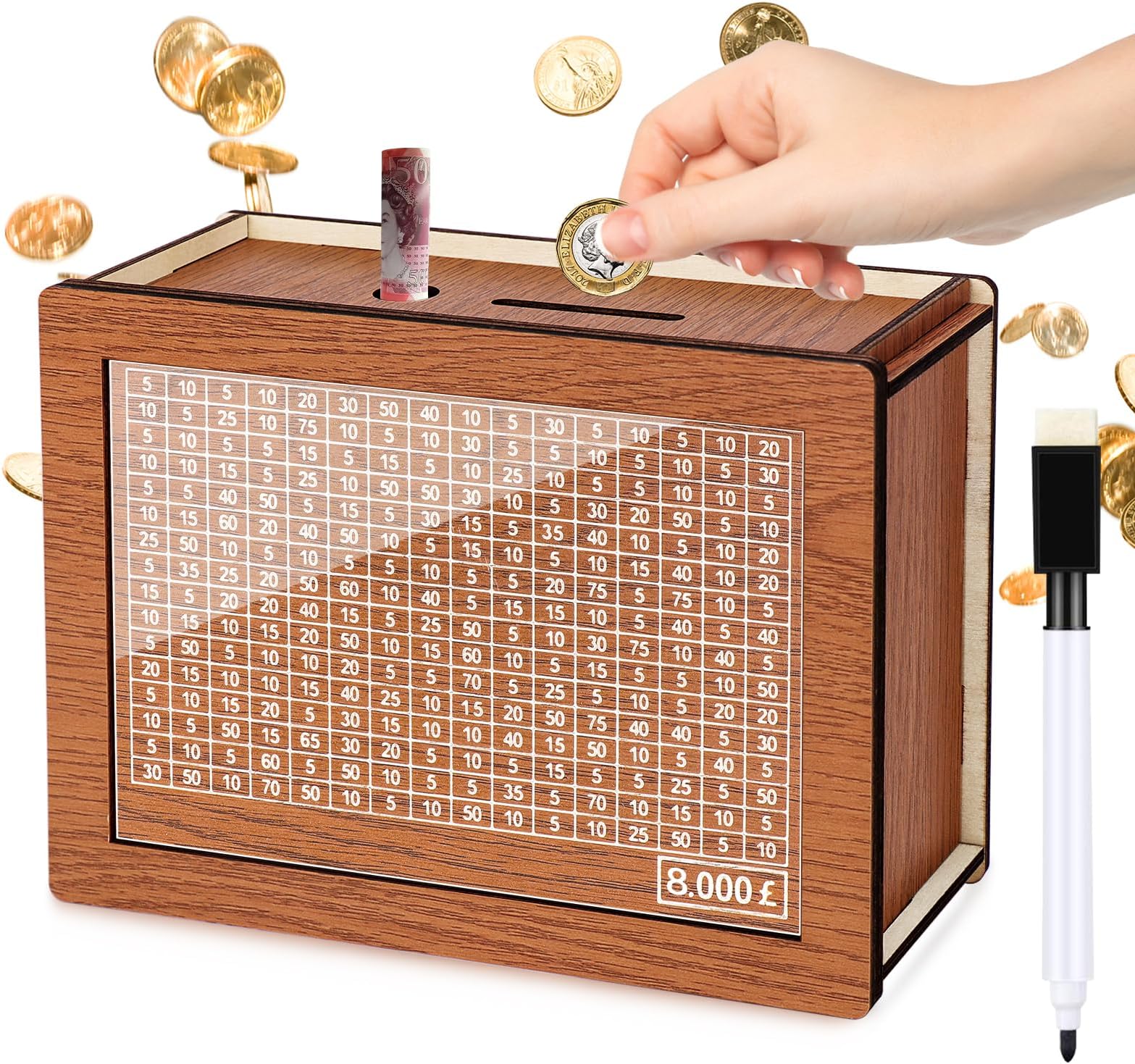 Wooden Saving Money Box With Counter, Cash Vault Wooden Savings Box ...