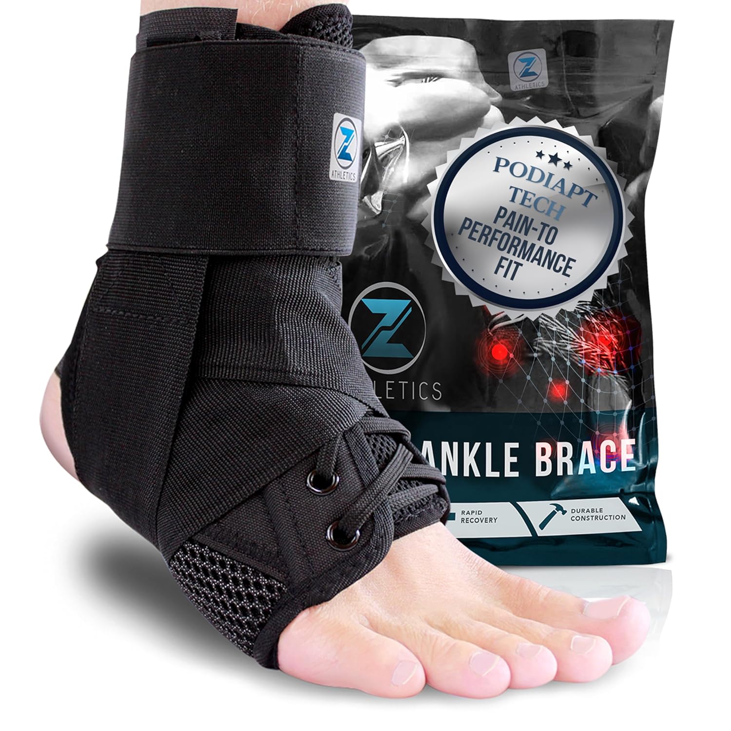 Z ATHLETICS Ankle Brace, Lace Up Adjustable Support – for Running ...