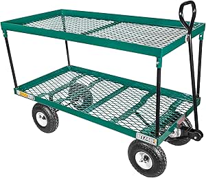 Amazon.com : FARM-TUFF Durable Metal Double Deck Garden Wagon Utility ...