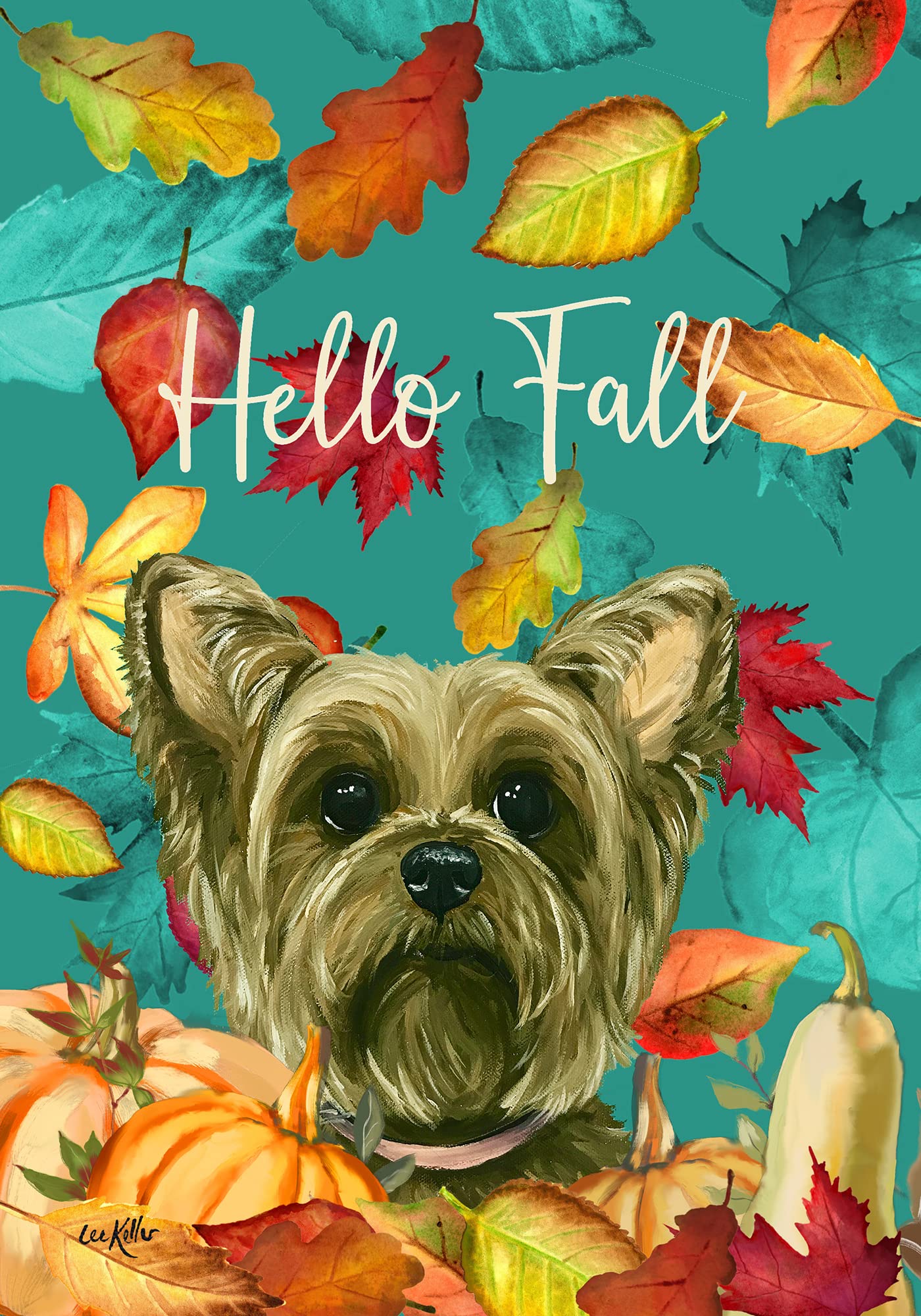 Amazon.com : Yorkie - Hippie Hound Studios Fall Garden Flag : Patio ...