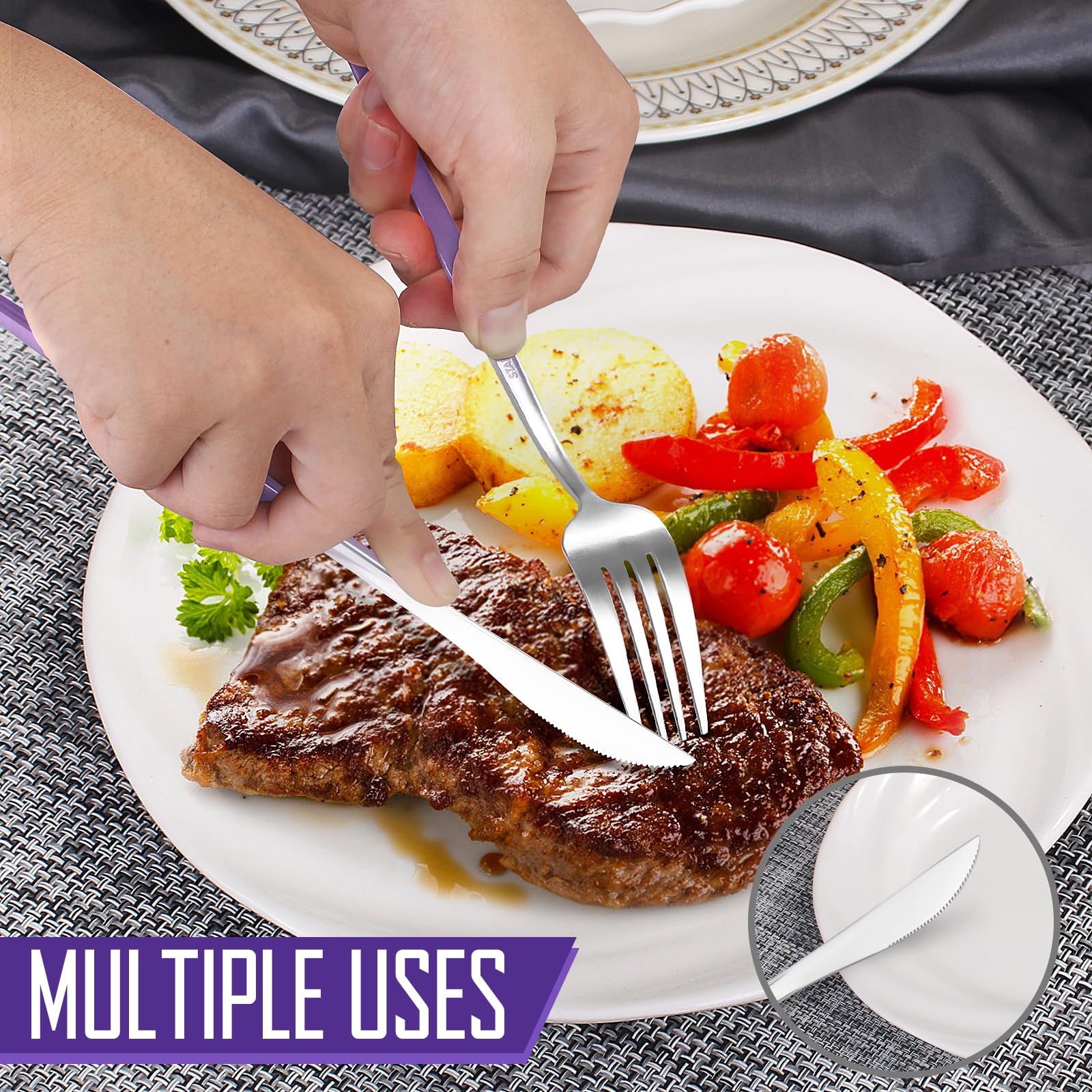 Snapklik.com : Gradient Purple Silverware Set, 20-Piece Stainless Steel ...