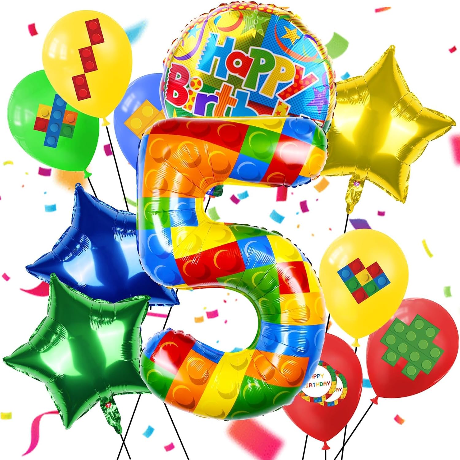 Amazon.com: 40 Inch Building Block Number Balloon, Colorful Number ...