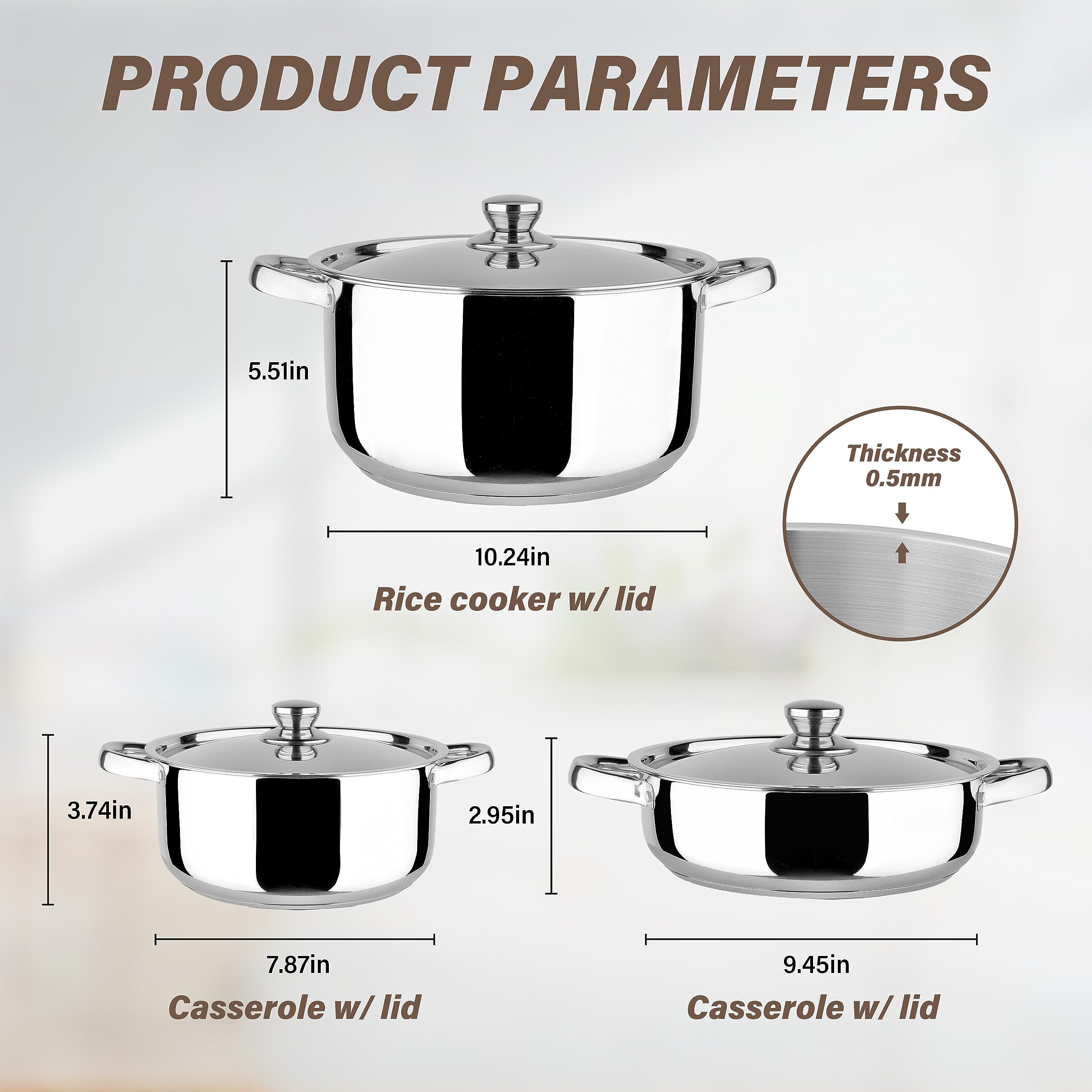 Snapklik.com : Stainless Steel 6-Piece Cookware Set: Mirror Polished